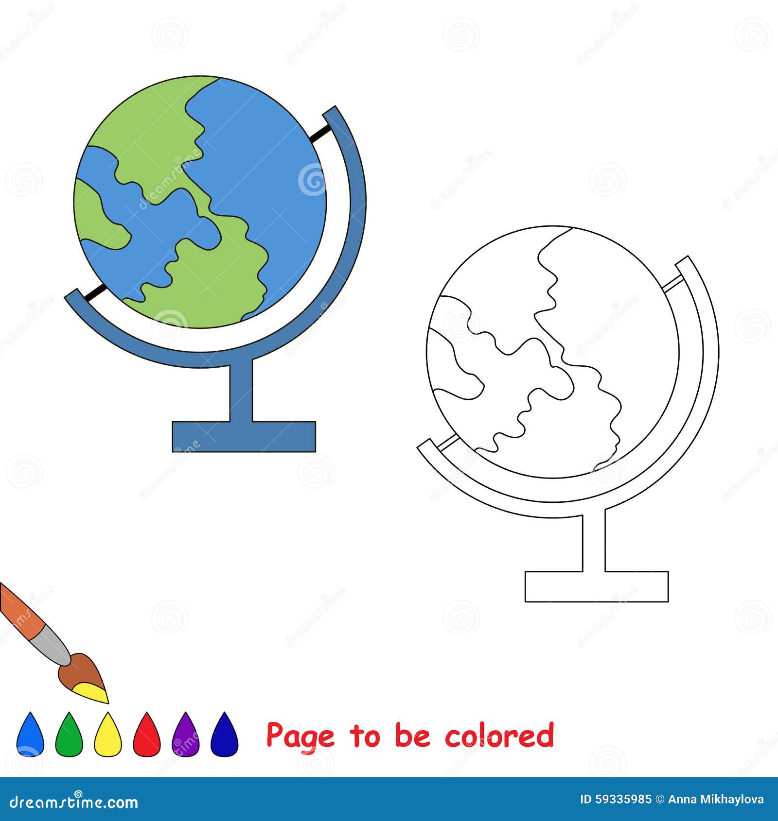 Color the EARTH by sample stock vector. Illustration of geography ...