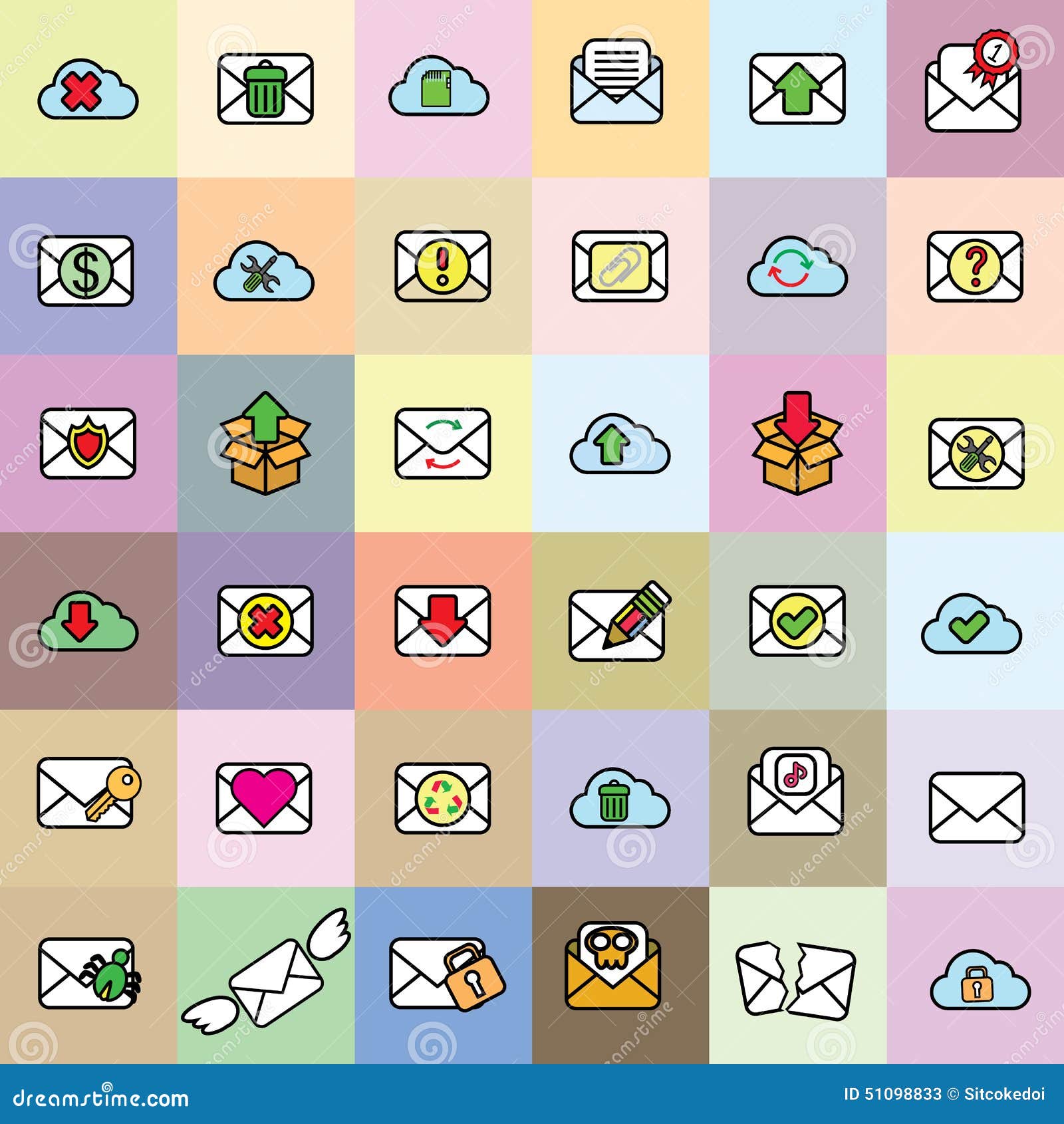 Color envelope icons stock vector. Illustration of message - 51098833