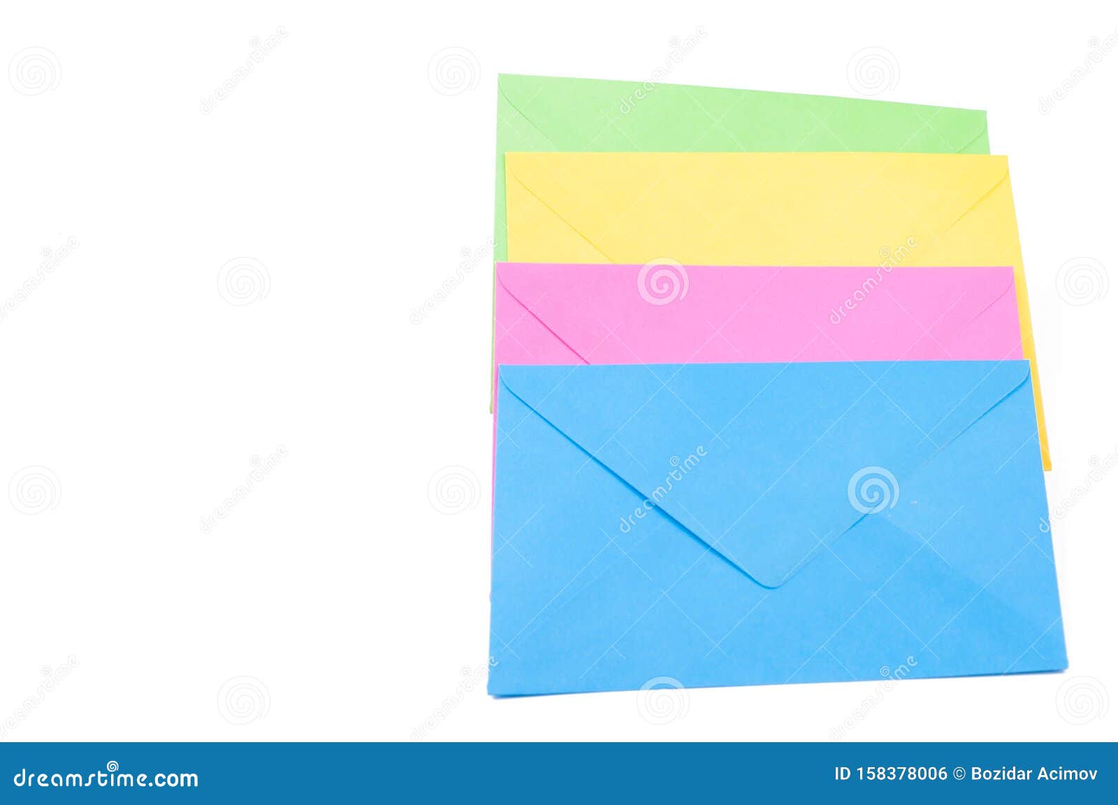 Color Envelopes Isolated on White Background.Copy Space Stock Photo ...