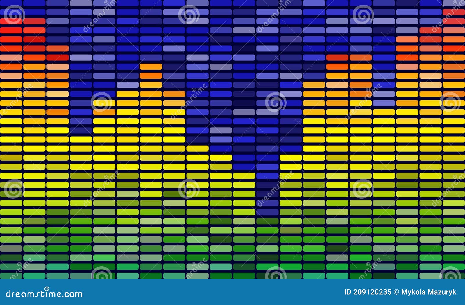 Color Equalizer Bar with Dark Background. Sound Concept with Mosaic ...