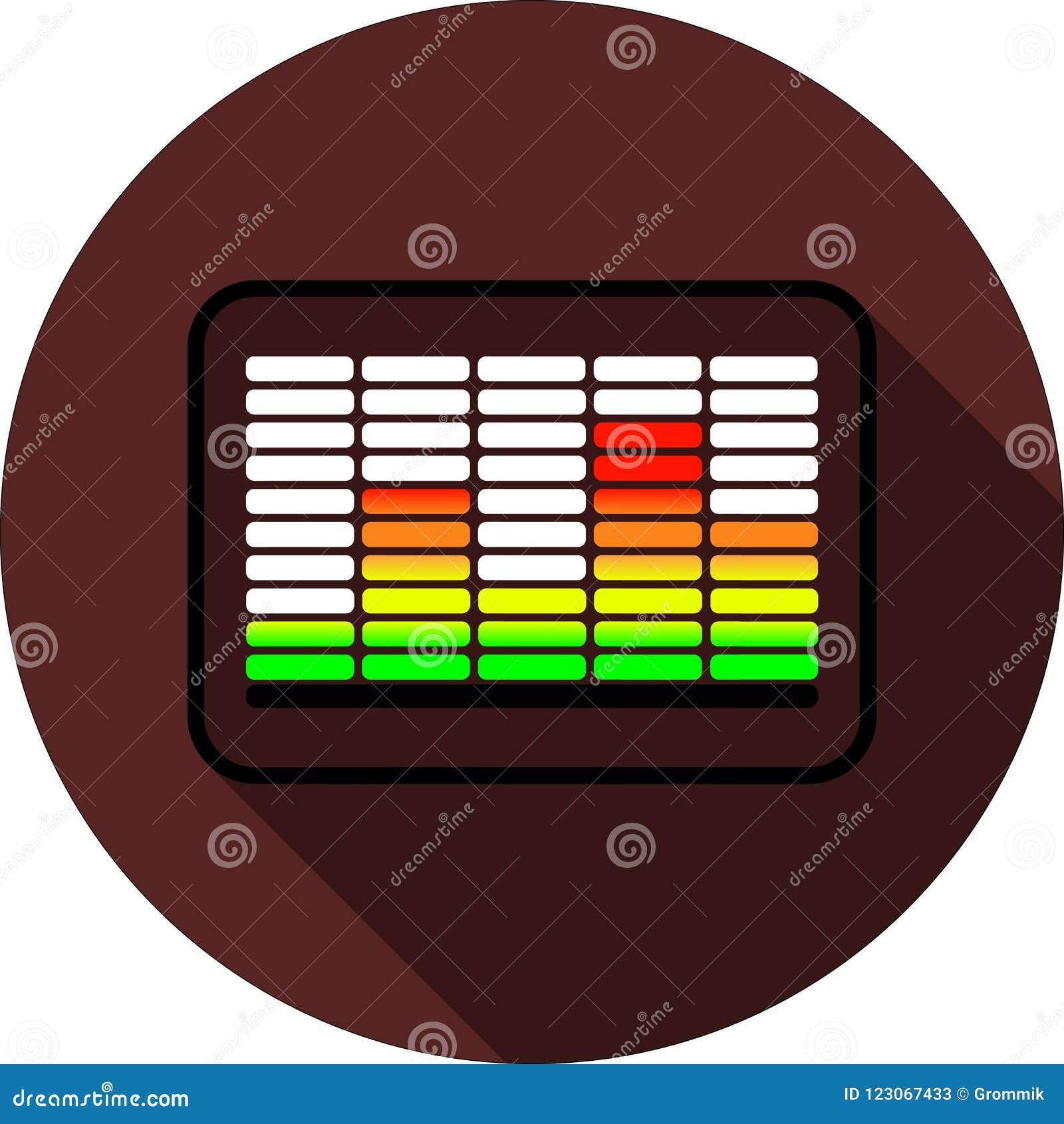 Color Equalizer Icon in a Black Outline with a Shadow on a Circle of ...