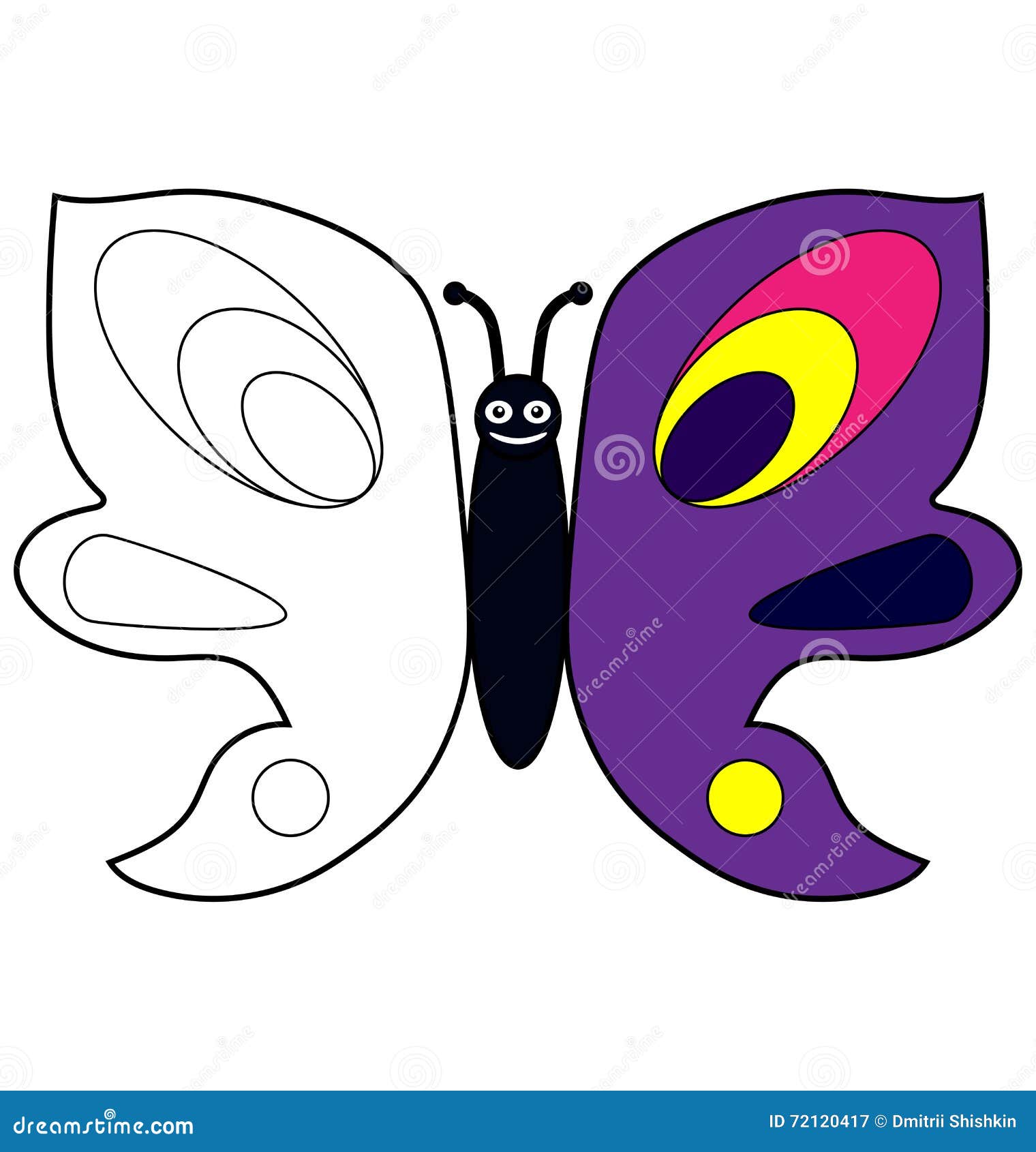 Color by example butterfly stock vector. Illustration of wing - 72120417