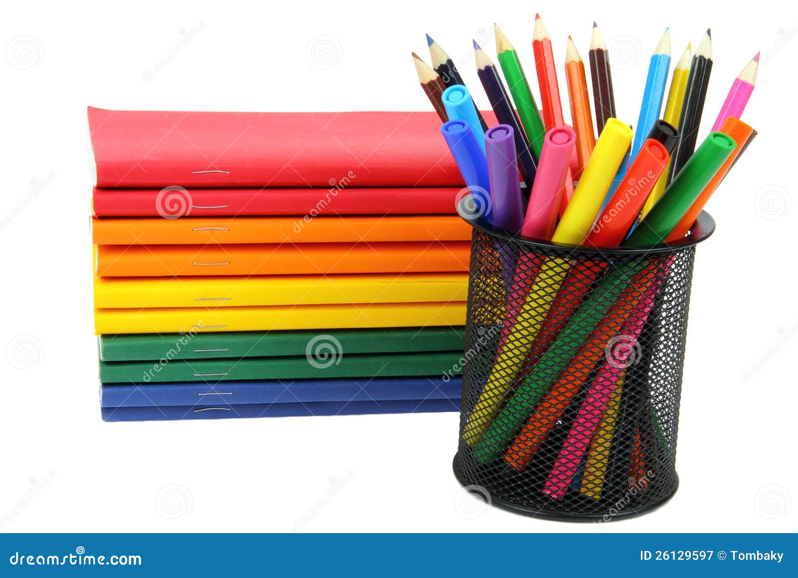 Color Exercise Book and Pencil Stock Image - Image of book, objects ...