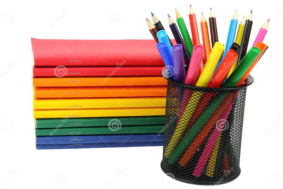 Color Exercise Book and Pencil Stock Image - Image of book, objects ...