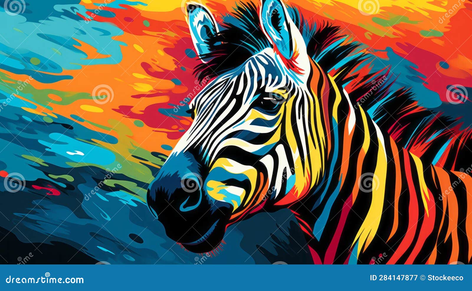 Color Explosion: Abstract Zebra Pattern in Vibrant Pixel-art Style ...