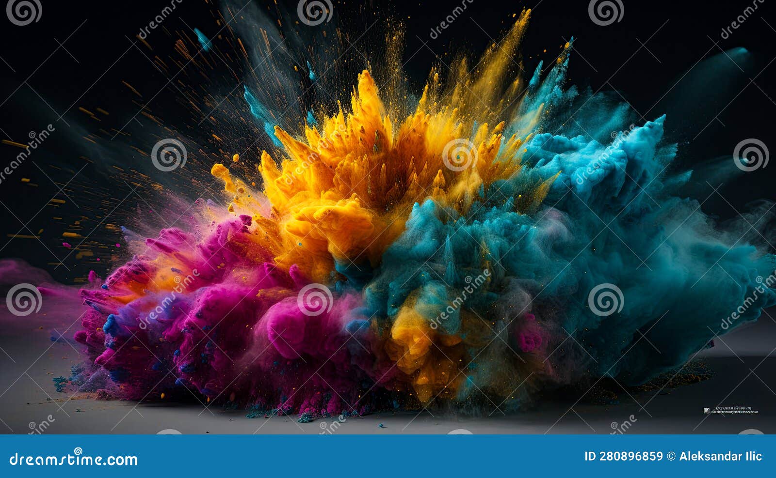 Color Explosion. Burst of Powdered Colors. Paint Powder. Ai Generative ...