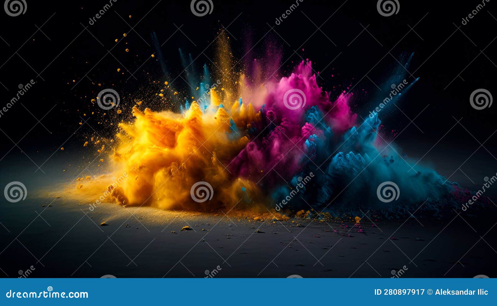Color Explosion. Burst of Powdered Colors. Paint Powder. Ai Generative ...