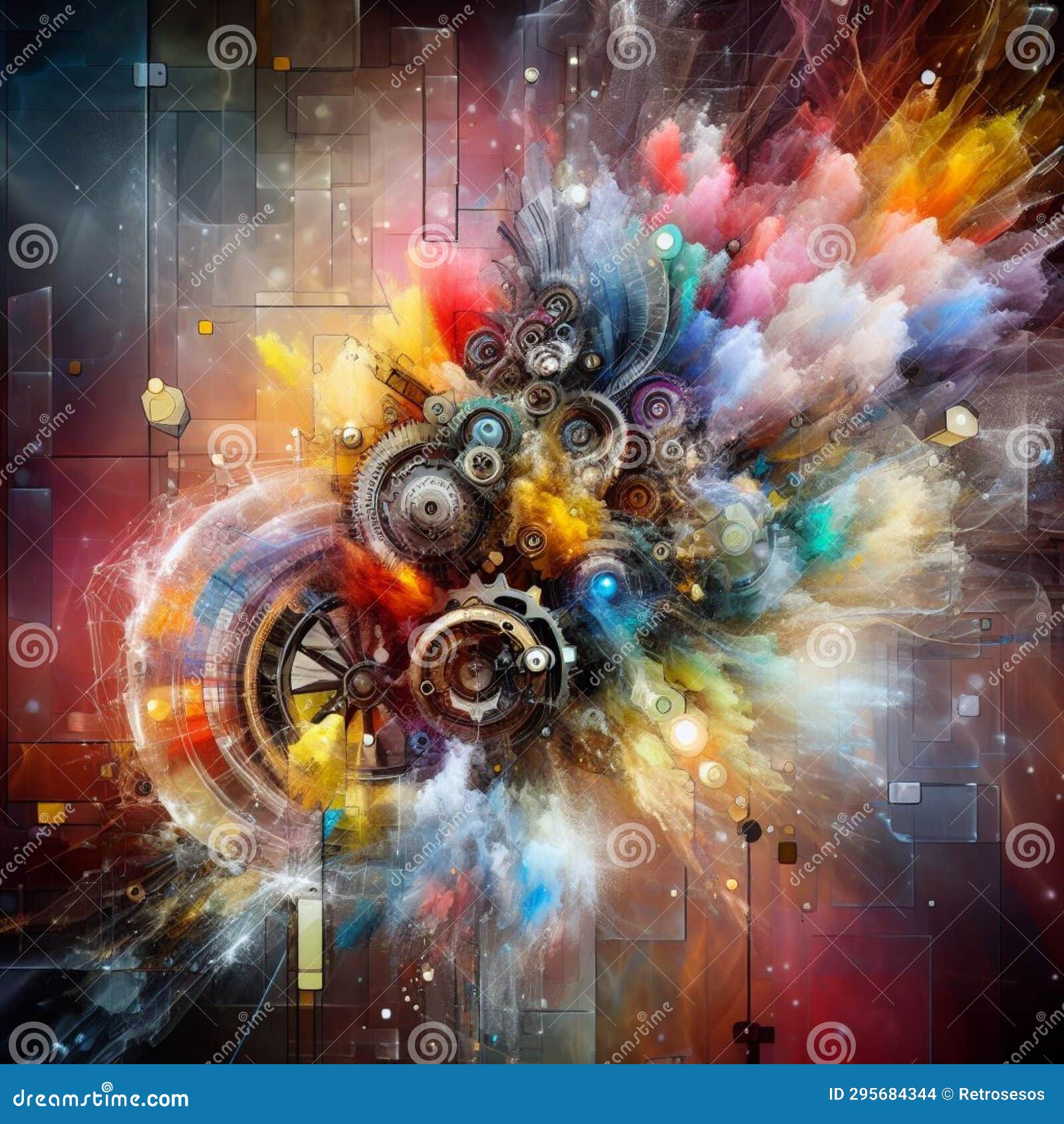 A Color Explosion of Paint Render a Steampunk Geared Poly and Gears ...