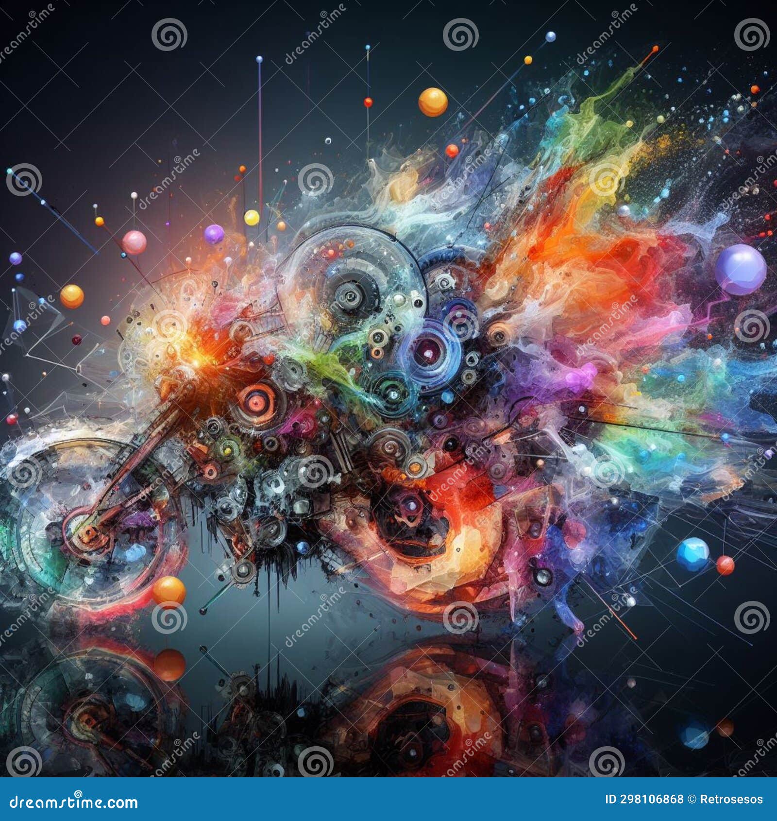 A Color Explosion of Paint Render a Steampunk Geared Poly and Gears ...