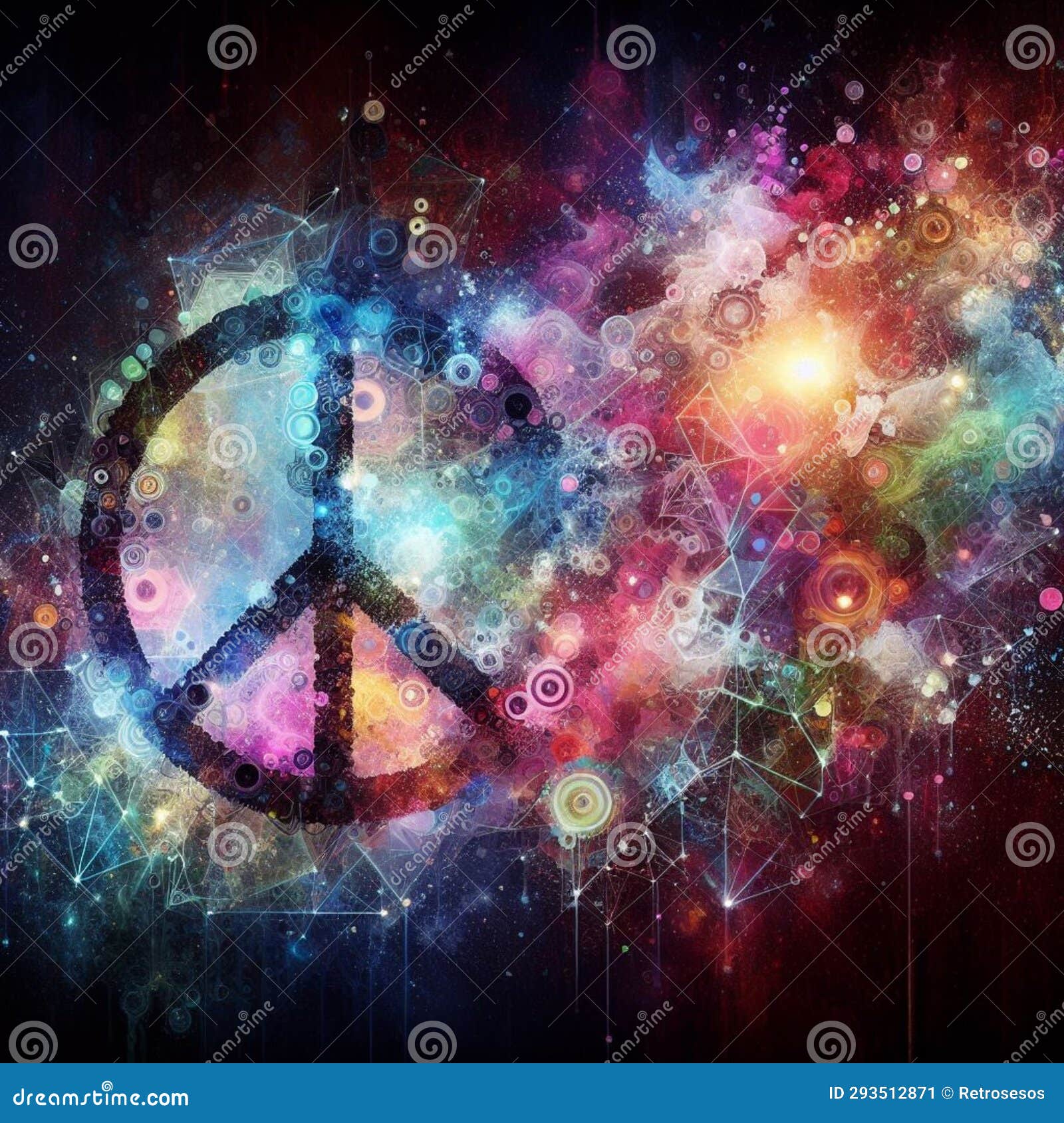 A Color Explosion of Paint Render a Steampunk Geared Poly Peace Symbol ...