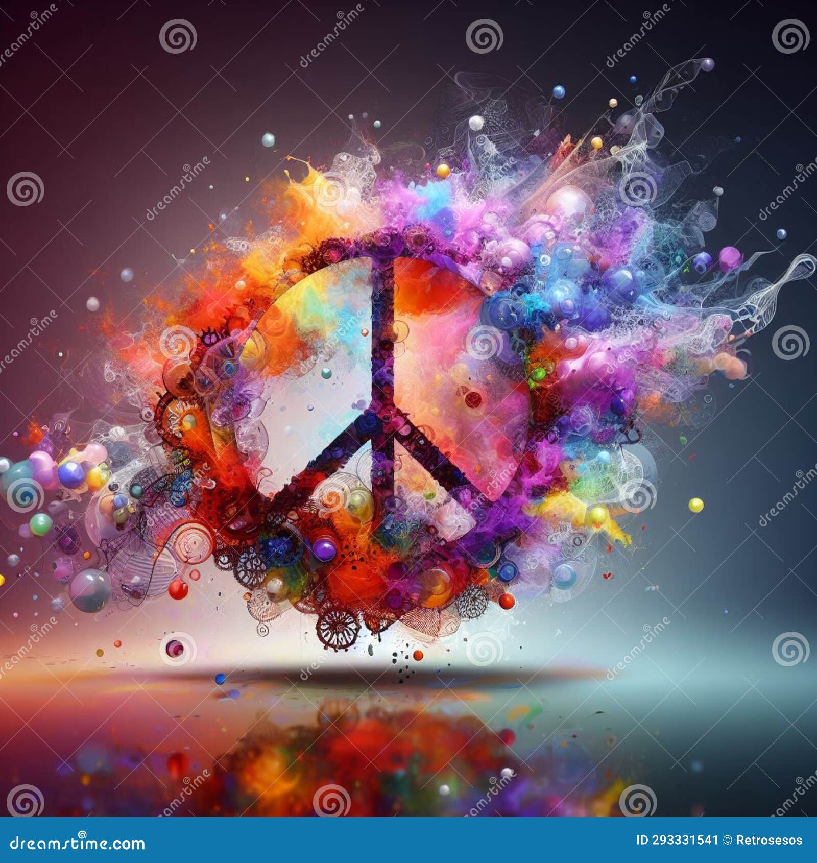 A Color Explosion of Paint Render a Steampunk Geared Poly Peace Symbol ...