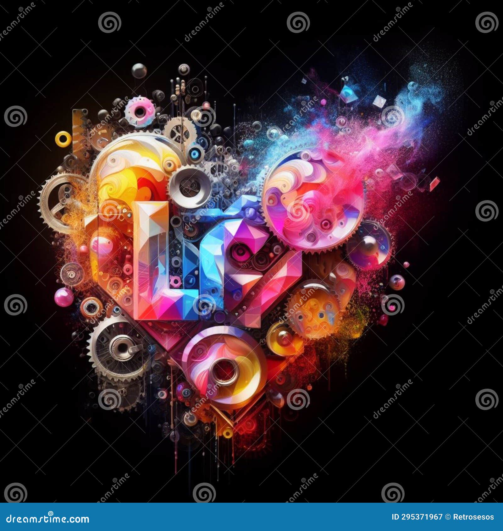 A Color Explosion of Paint Render a Steampunk Geared Poly Transparent ...