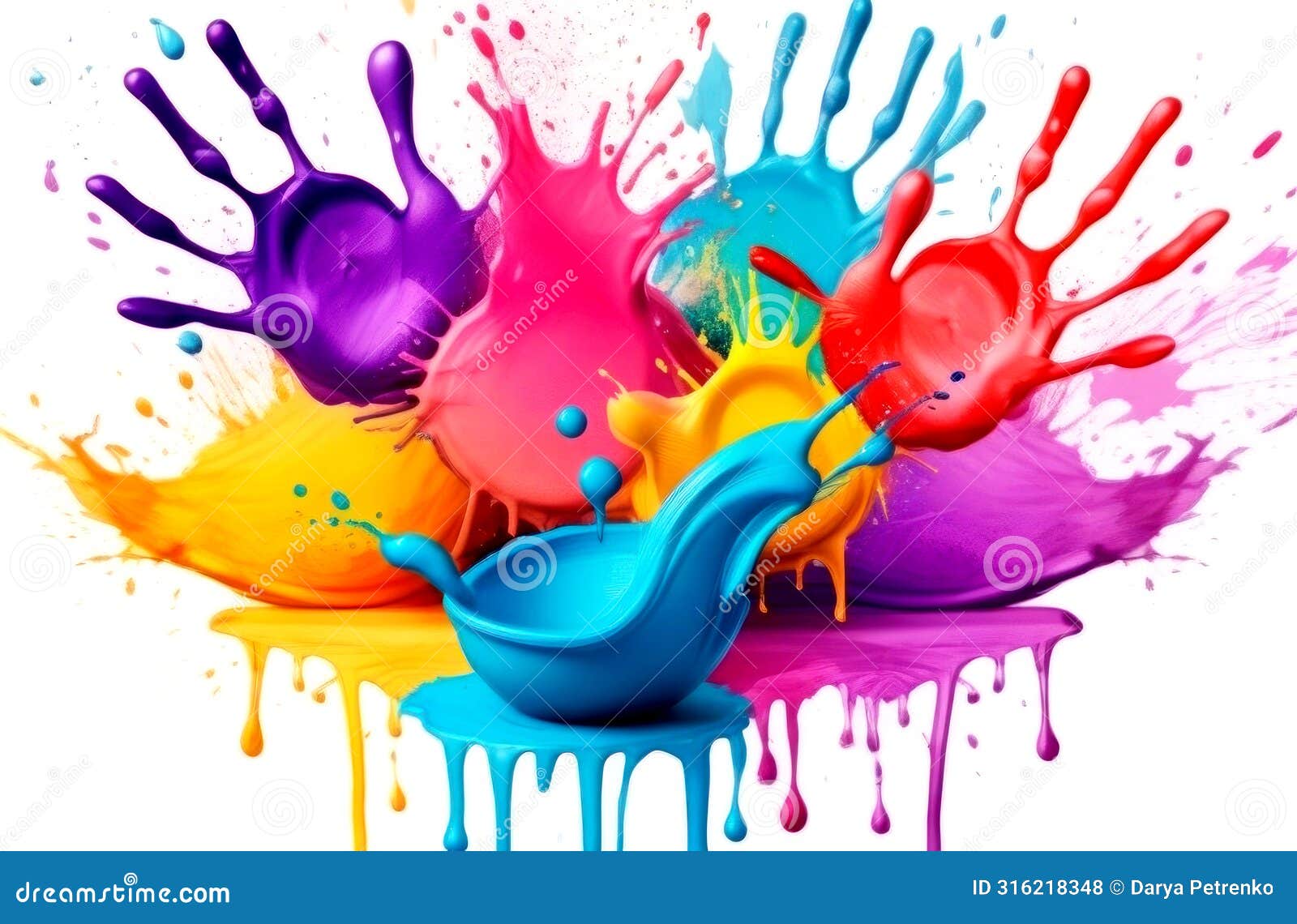 Color Explosion. Vibrant Paint Splashes and Drips Create an Abstract ...