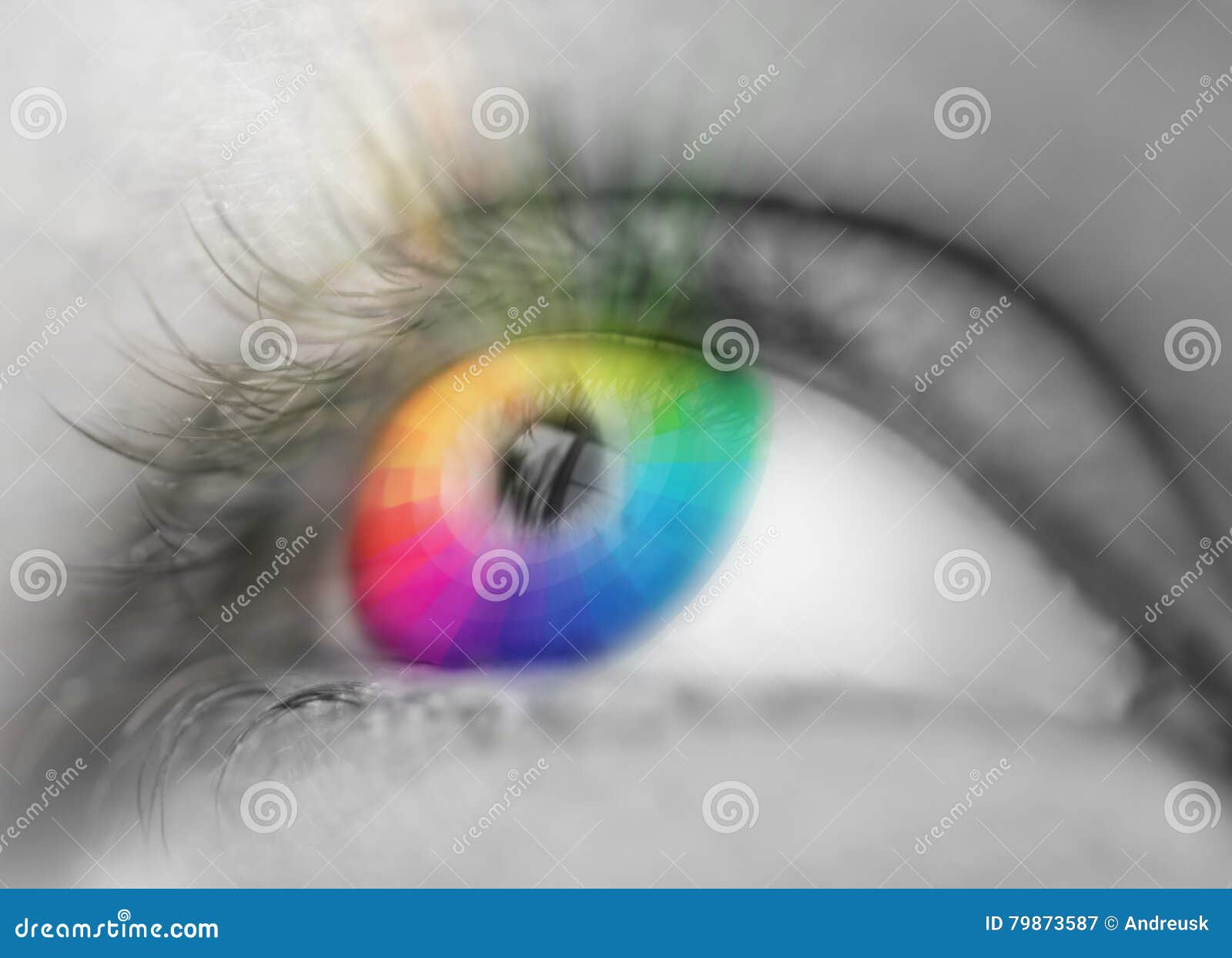 A color eye stock illustration. Illustration of view - 79873587