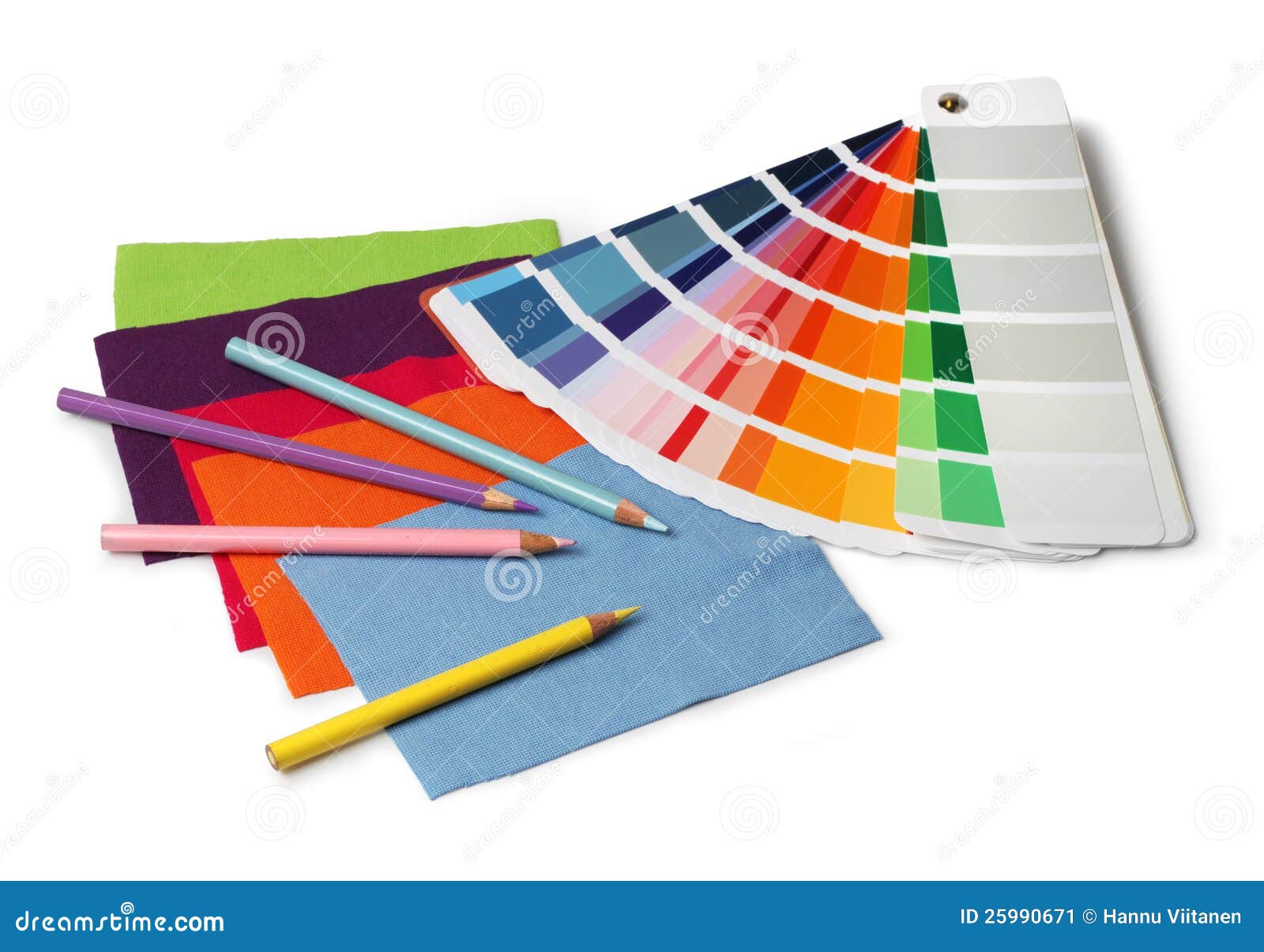 Color and Fabric Swatch Samples and Pencils Stock Image - Image of ...
