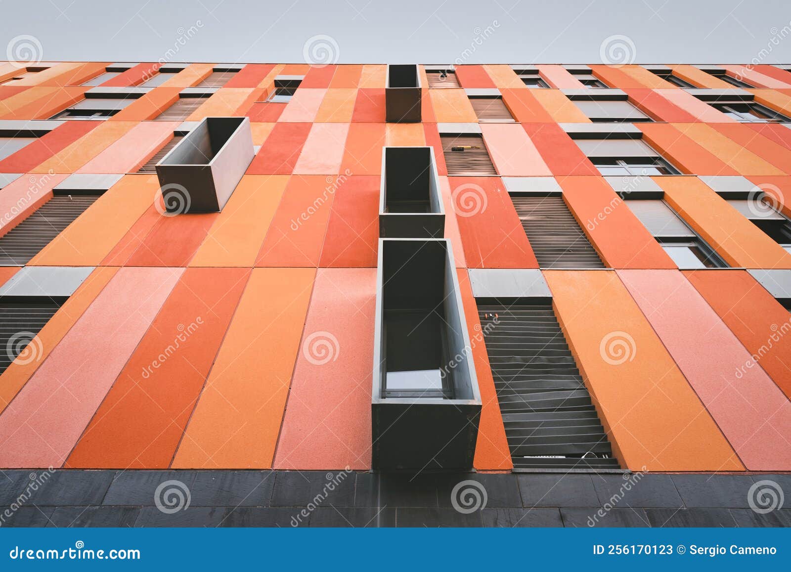 Color Facade of a Building As Seen from Below Stock Image - Image of ...