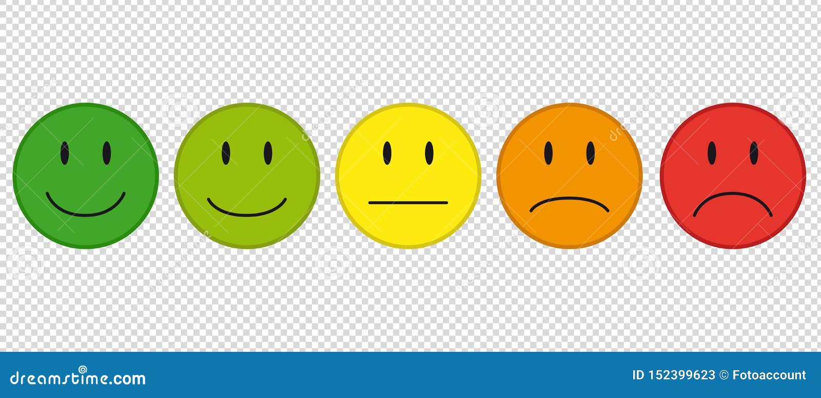 Color Faces for Feedback or Mood - 5 Vector Icons Isolated on ...