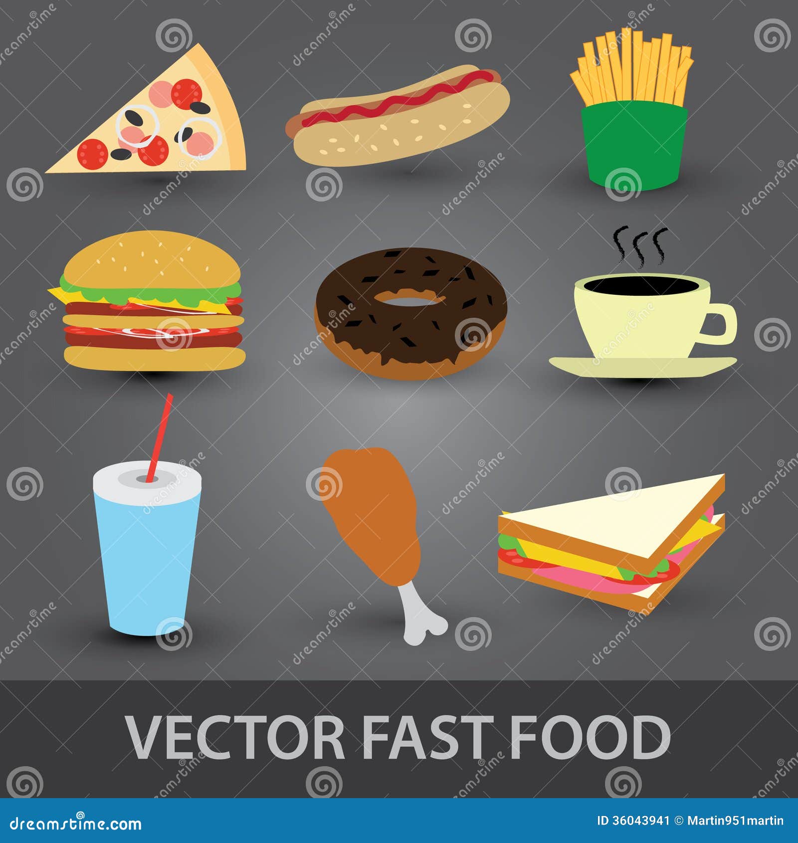 Color Fast Food Icons Eps10 Stock Vector - Illustration of tomato ...