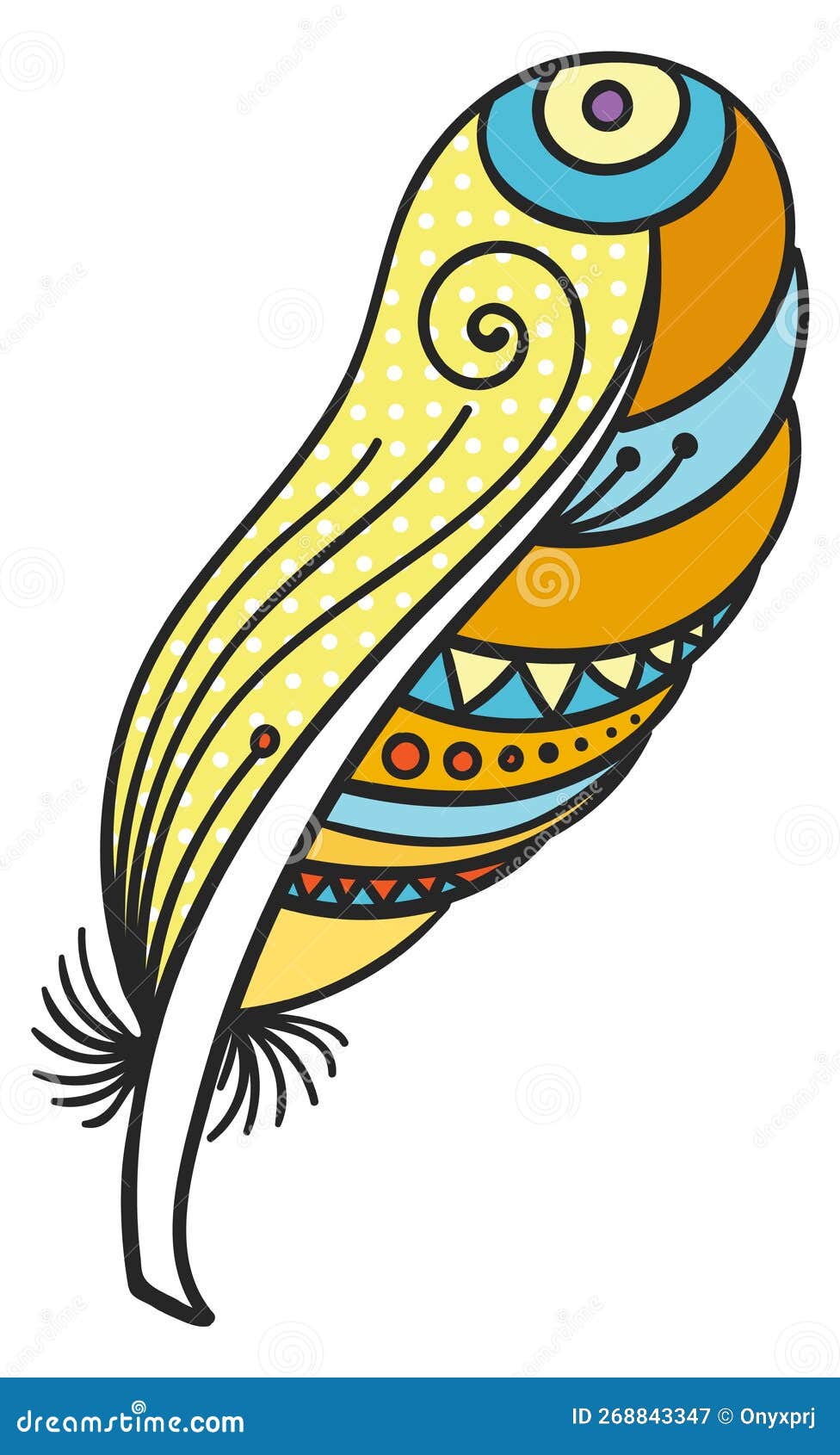 Color Feather. Decorativce Bird Wing Patterned Quill Stock Vector ...