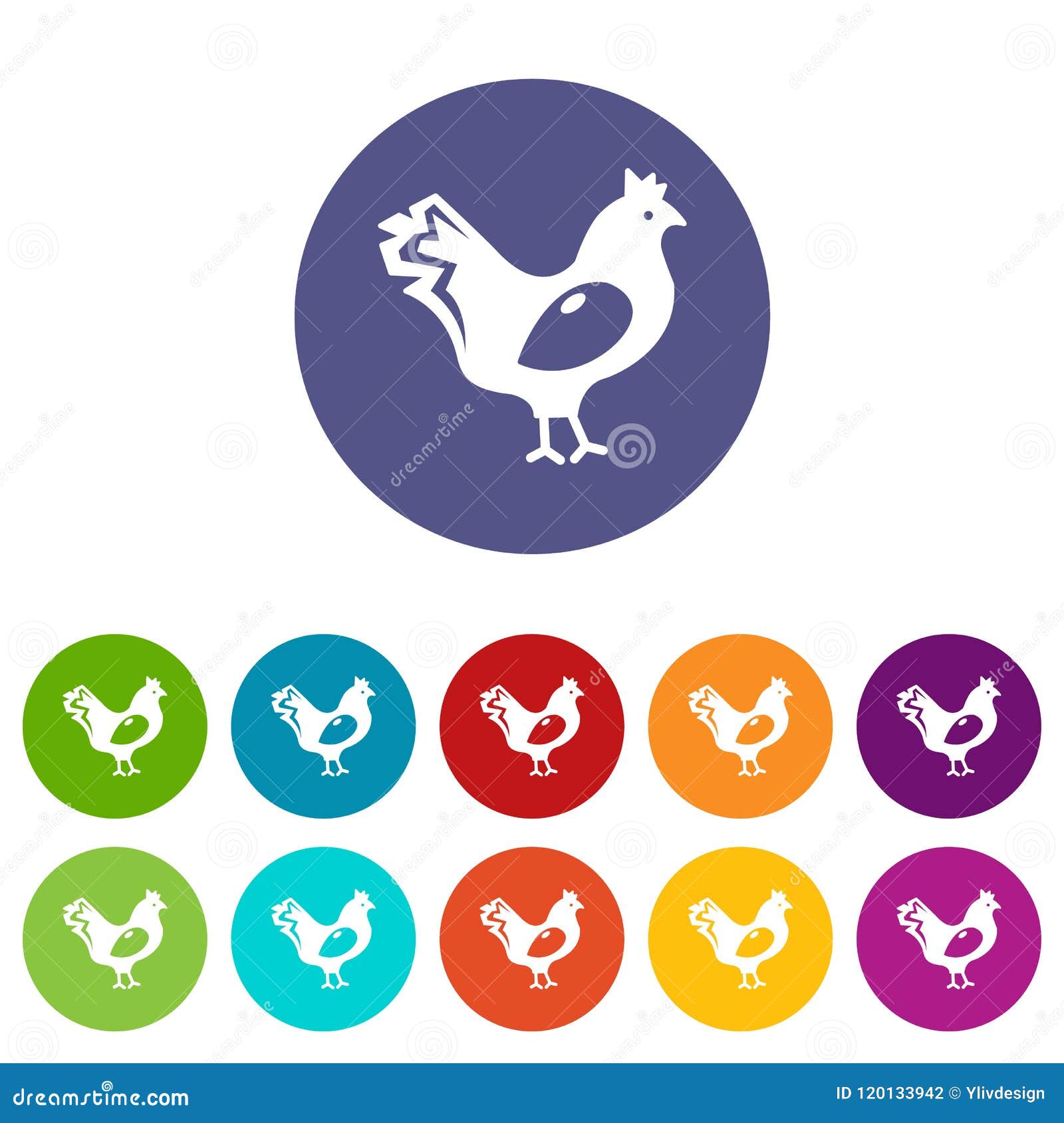 Color Fijado Iconos Del Vector Del Pollo Ilustración del Vector ...