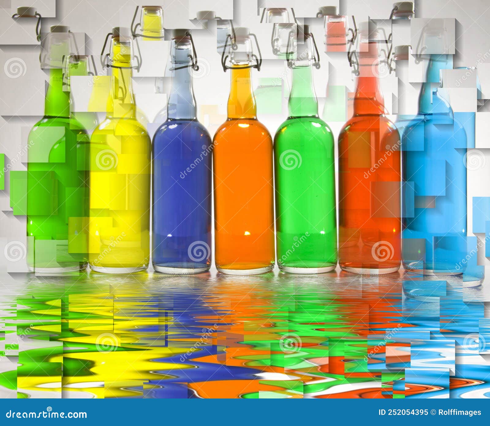 Color FIlled Bottles stock image. Image of close, glass - 252054395