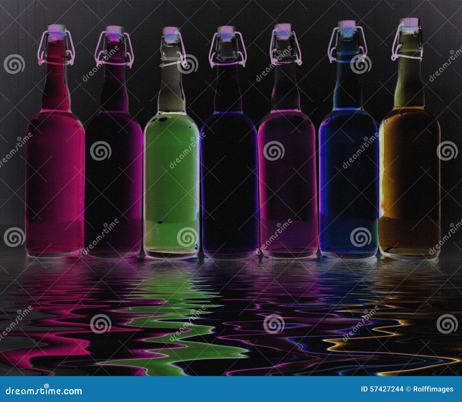 Color FIlled Bottles stock photo. Image of colorful, alcoholic - 57427244