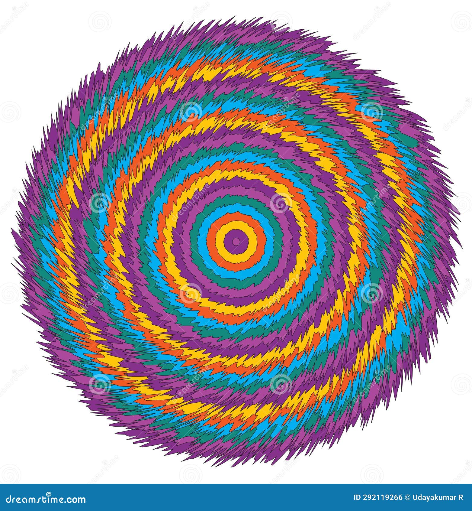 Color Filled Swirl Concentric Circle Elements. Circle Geometric Shape ...