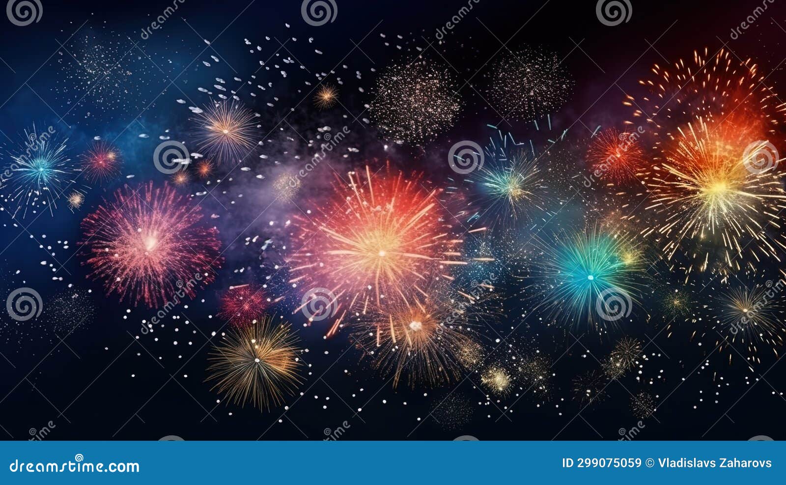 Color Fireworks Explosion of Flowers and Light in the Night Sky Stock ...