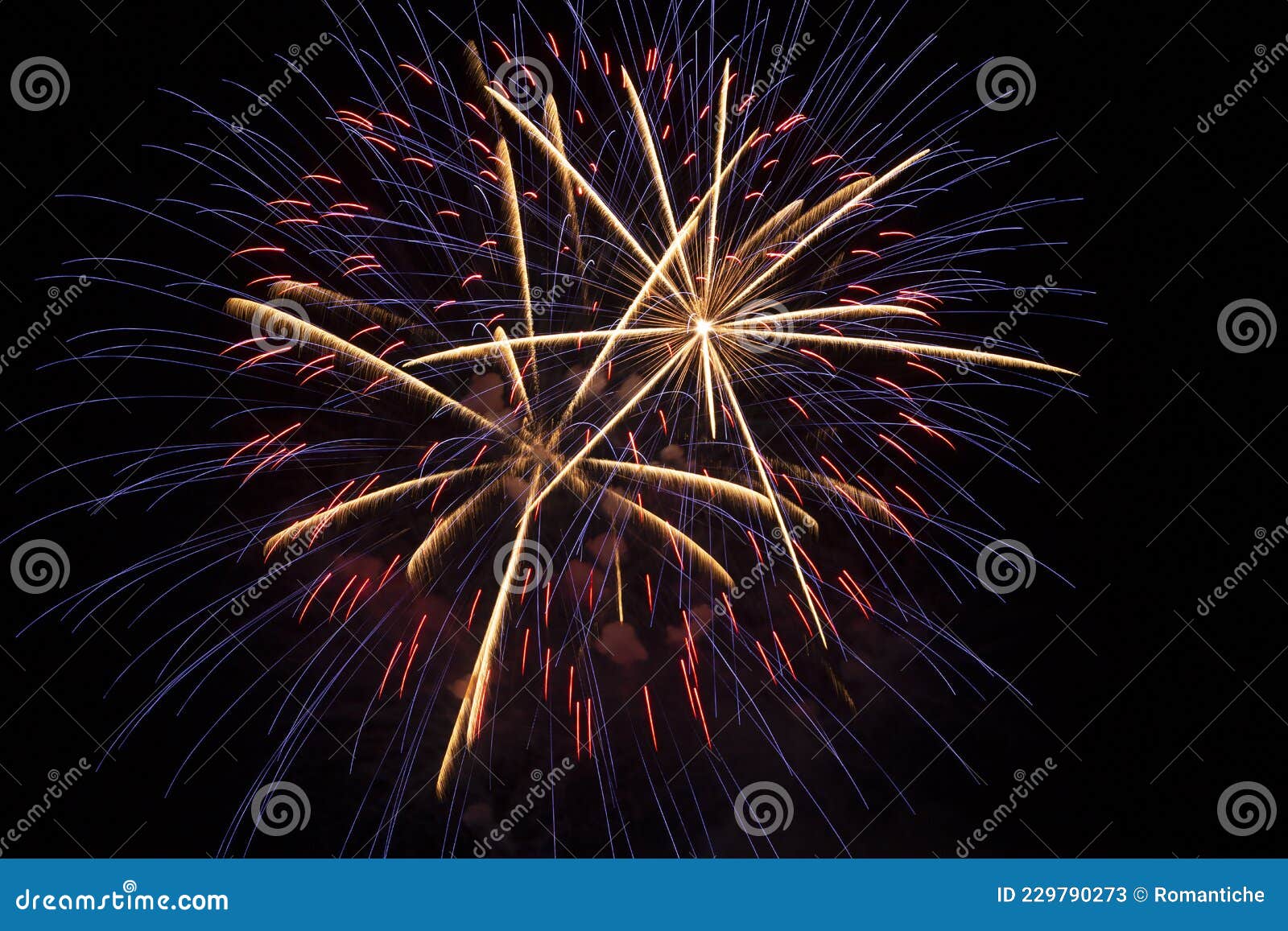 Color Fireworks in Night Sky Stock Image - Image of festival, event ...