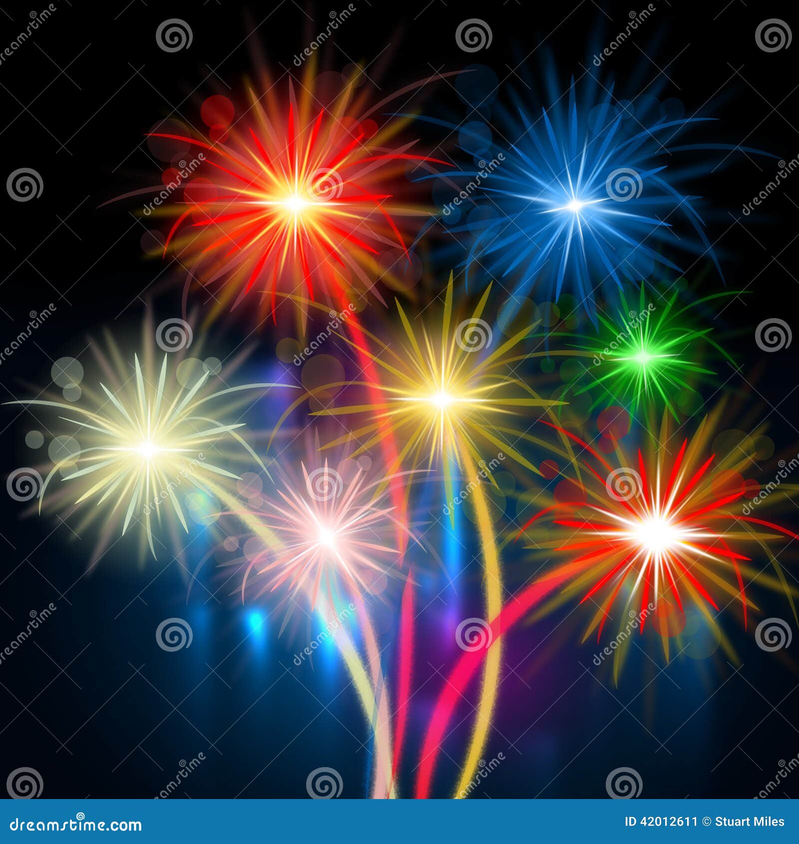 Color Fireworks Represents Night Sky and Celebrations Stock ...