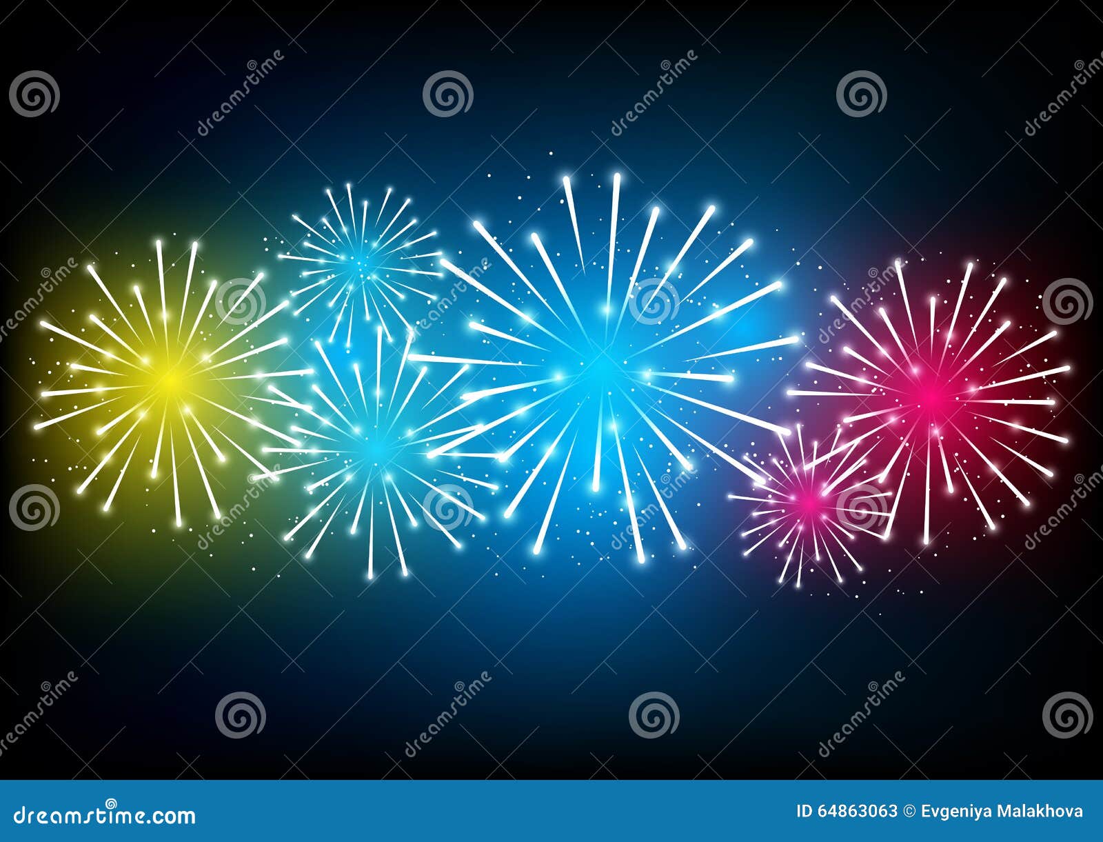 Color fireworks stock vector. Illustration of bright - 64863063