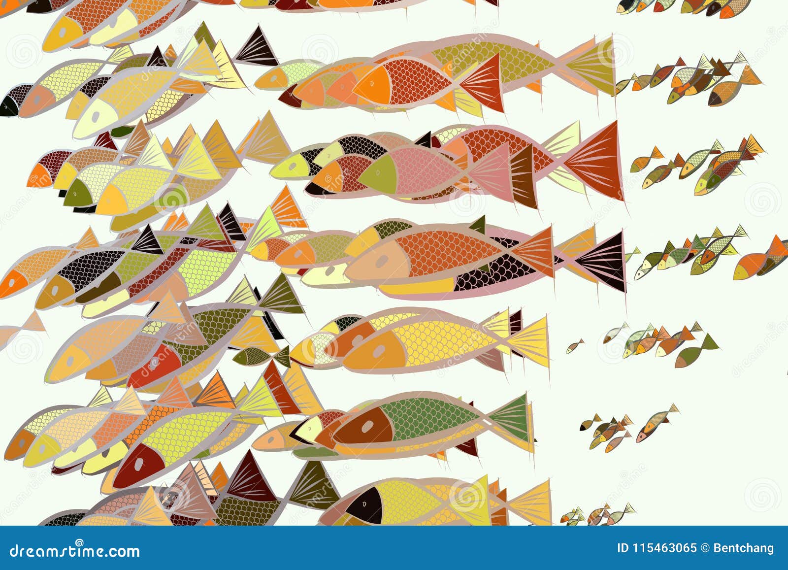 Color Fish Illustrations Background, Hand Drawn. Repeat, Sketch ...