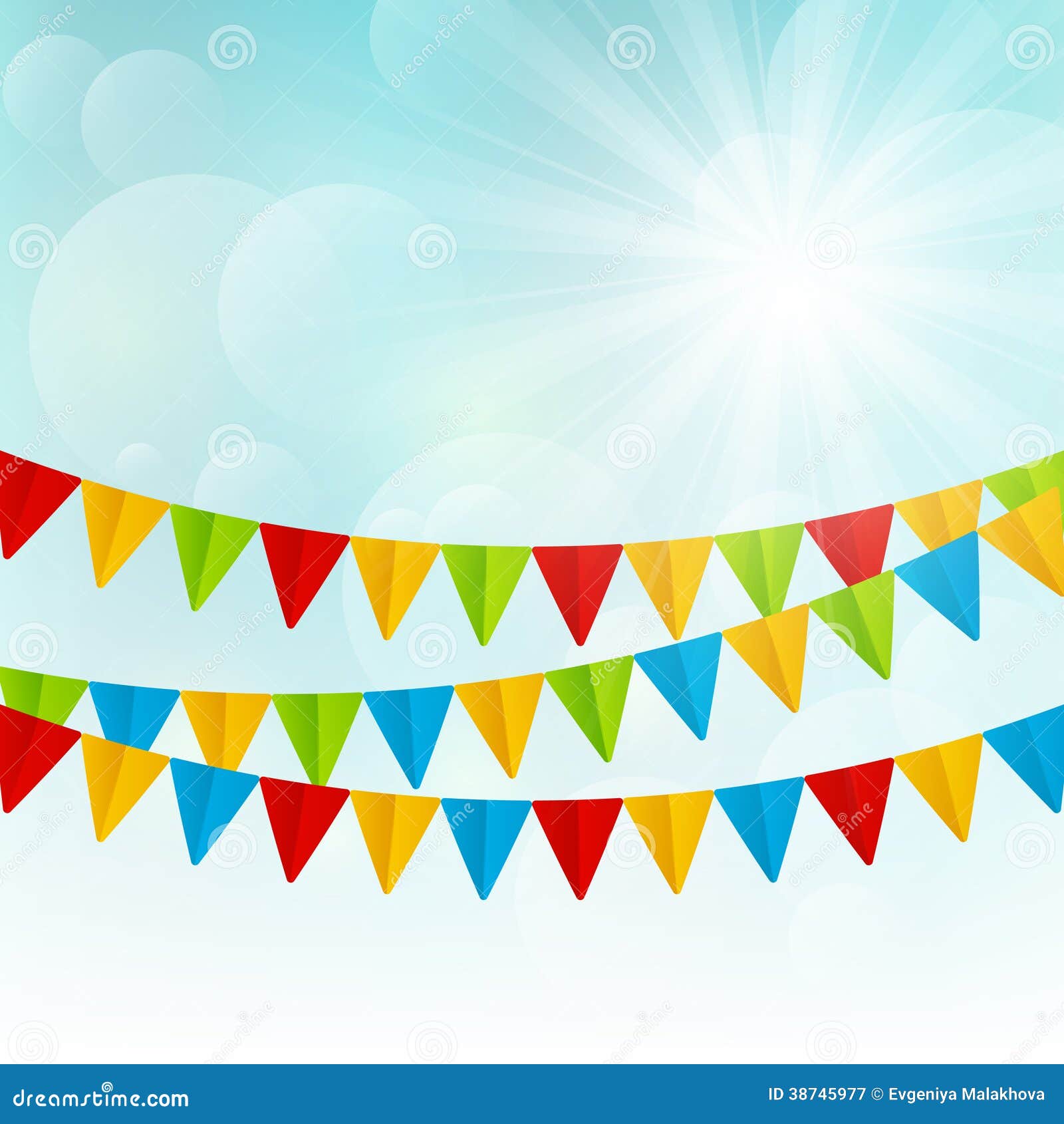 Color Flags On Sunny Background Cartoon Vector | CartoonDealer.com ...