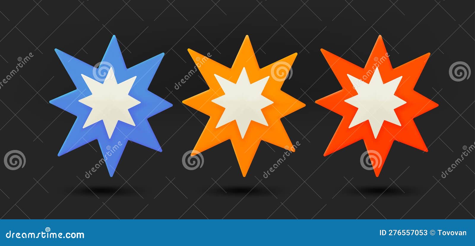 Color Flashes Collection. 3d Vector Isolated on Black Background Stock ...