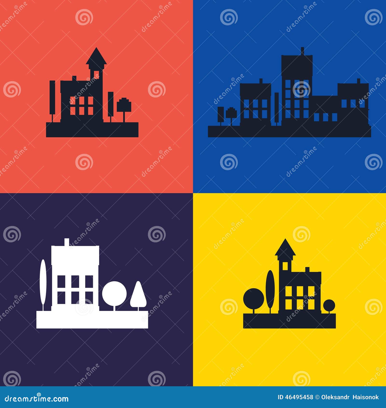 Color Flat Contours of the Urban Landscape Stock Vector - Illustration ...