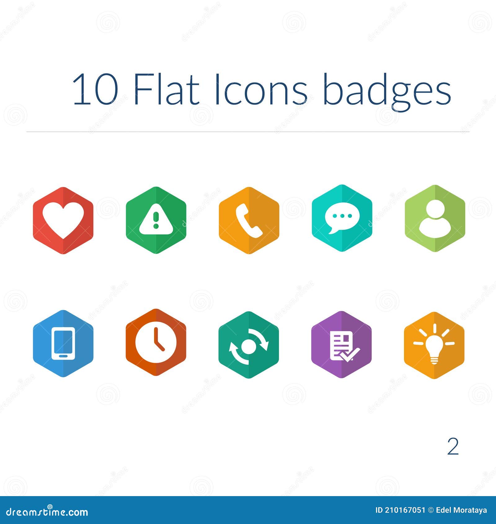 Color Flat Icons Badges Vector Illustration, Abstract Sheet Two Stock ...