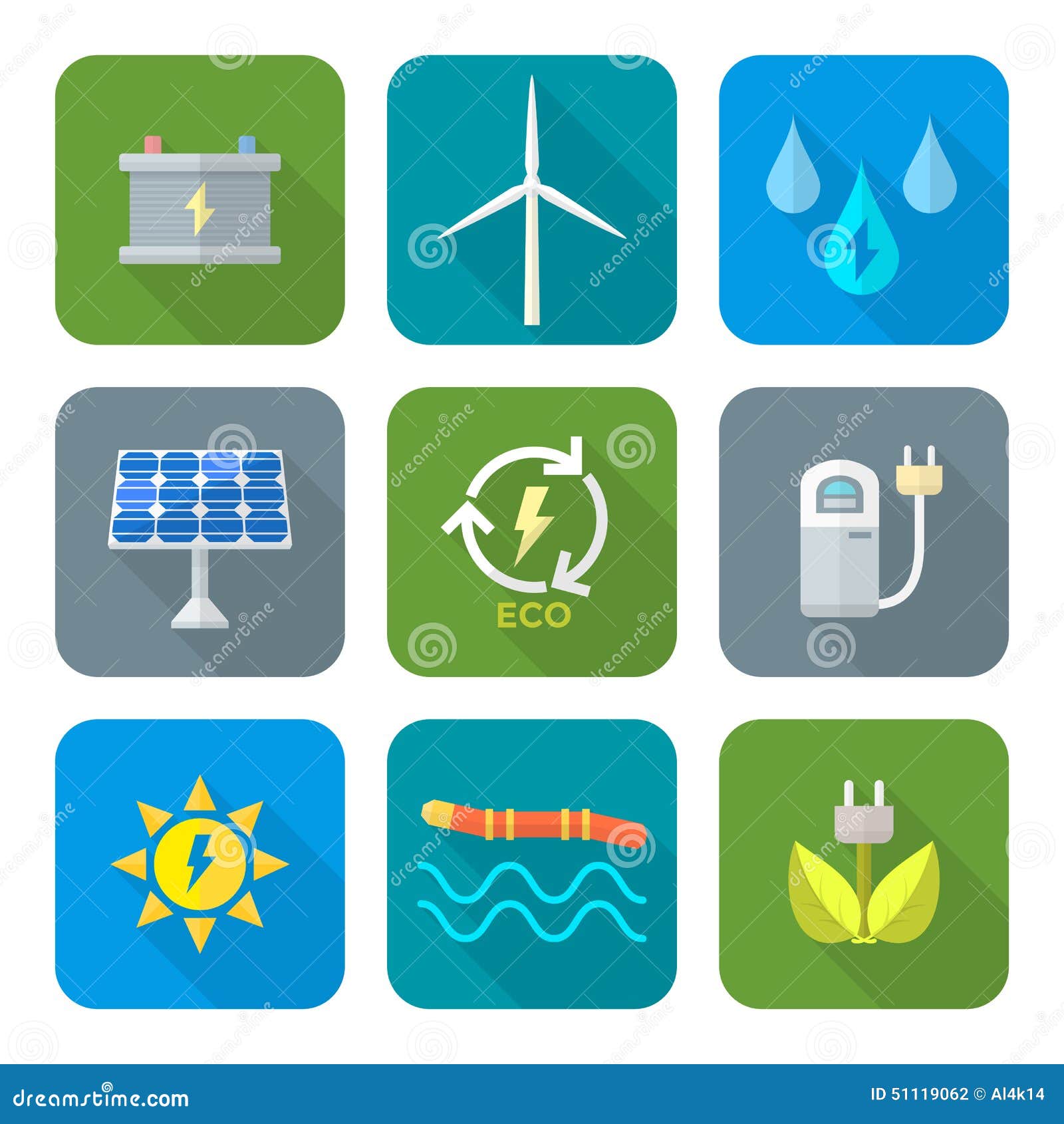 Color Flat Style Recycle Ecology Energy Icons Stock Vector ...
