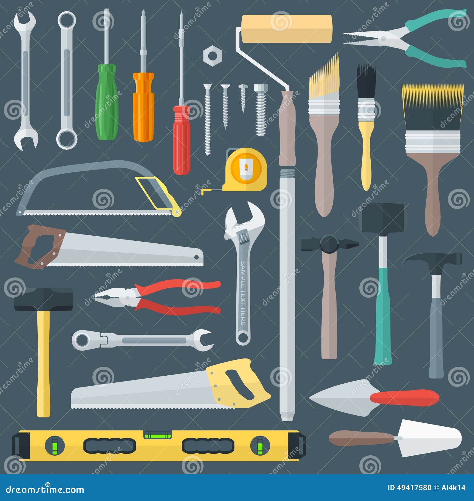 Color Flat Style Various House Remodel Instruments Set Stock Vector ...