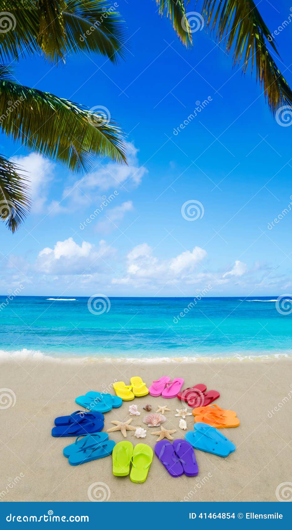 Color Flip Flops on Sandy Beach Stock Photo - Image of purple, pair ...