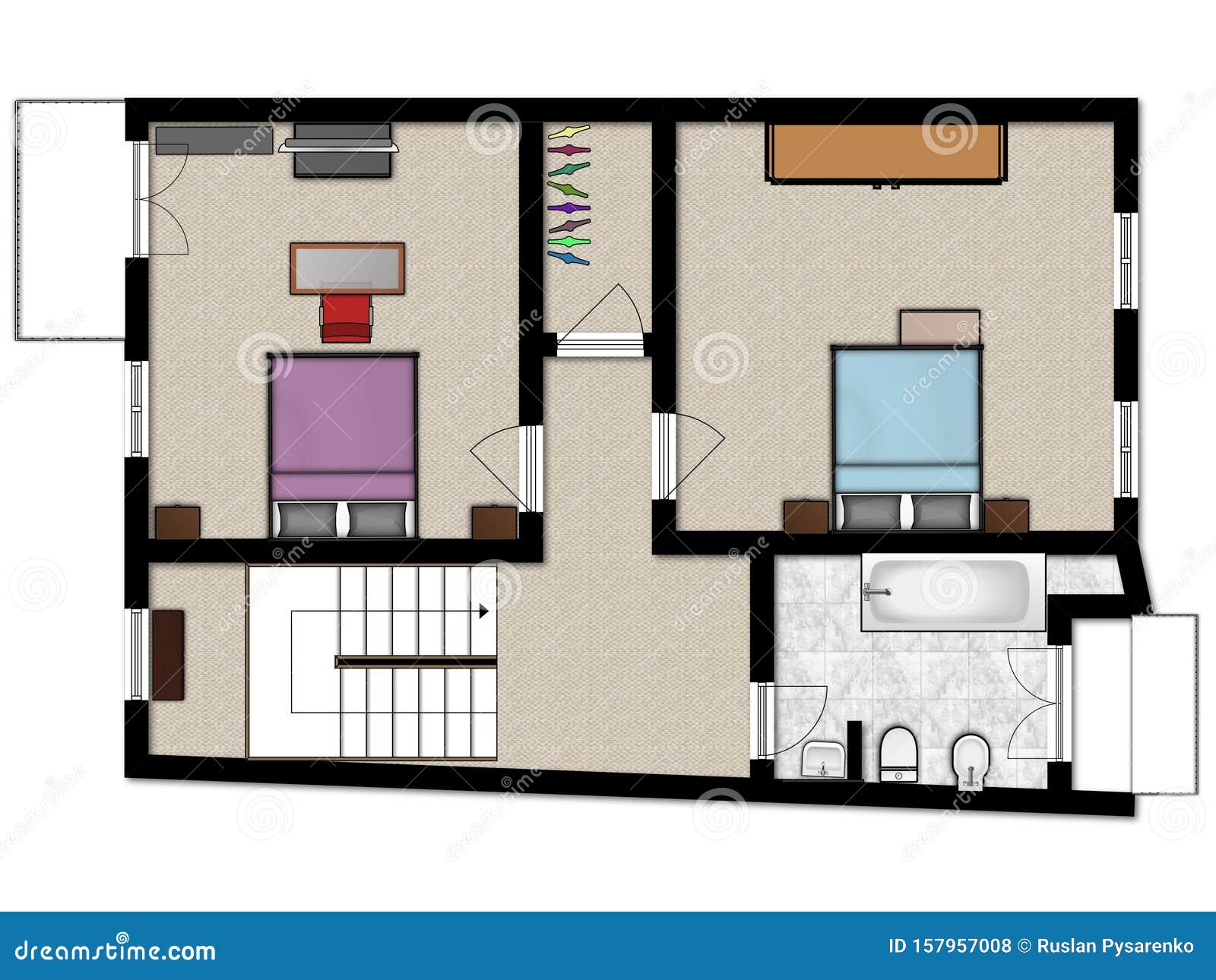 Color Floor Plan. Illustration Floor Plan Stock Illustration ...