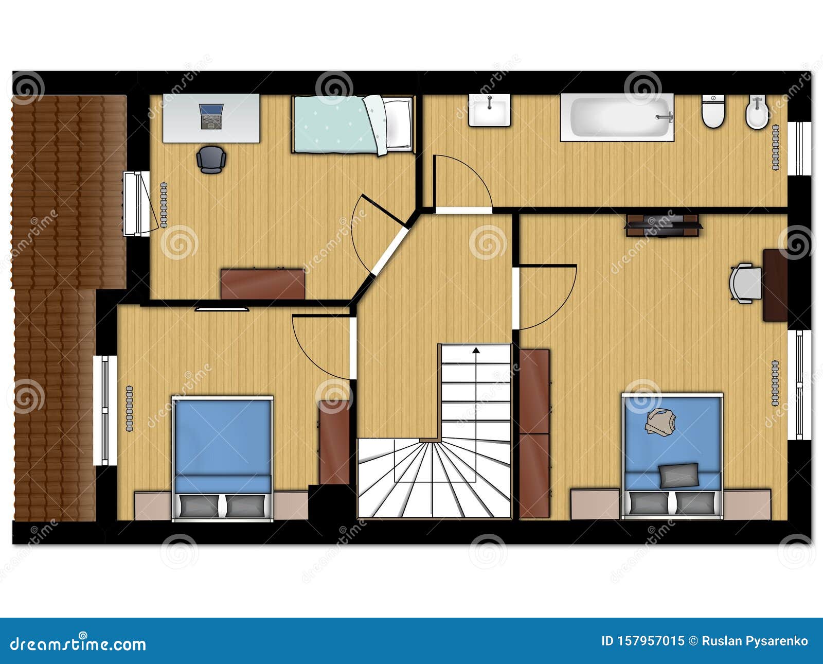 Color Floor Plan. Illustration Floor Plan Stock Illustration ...