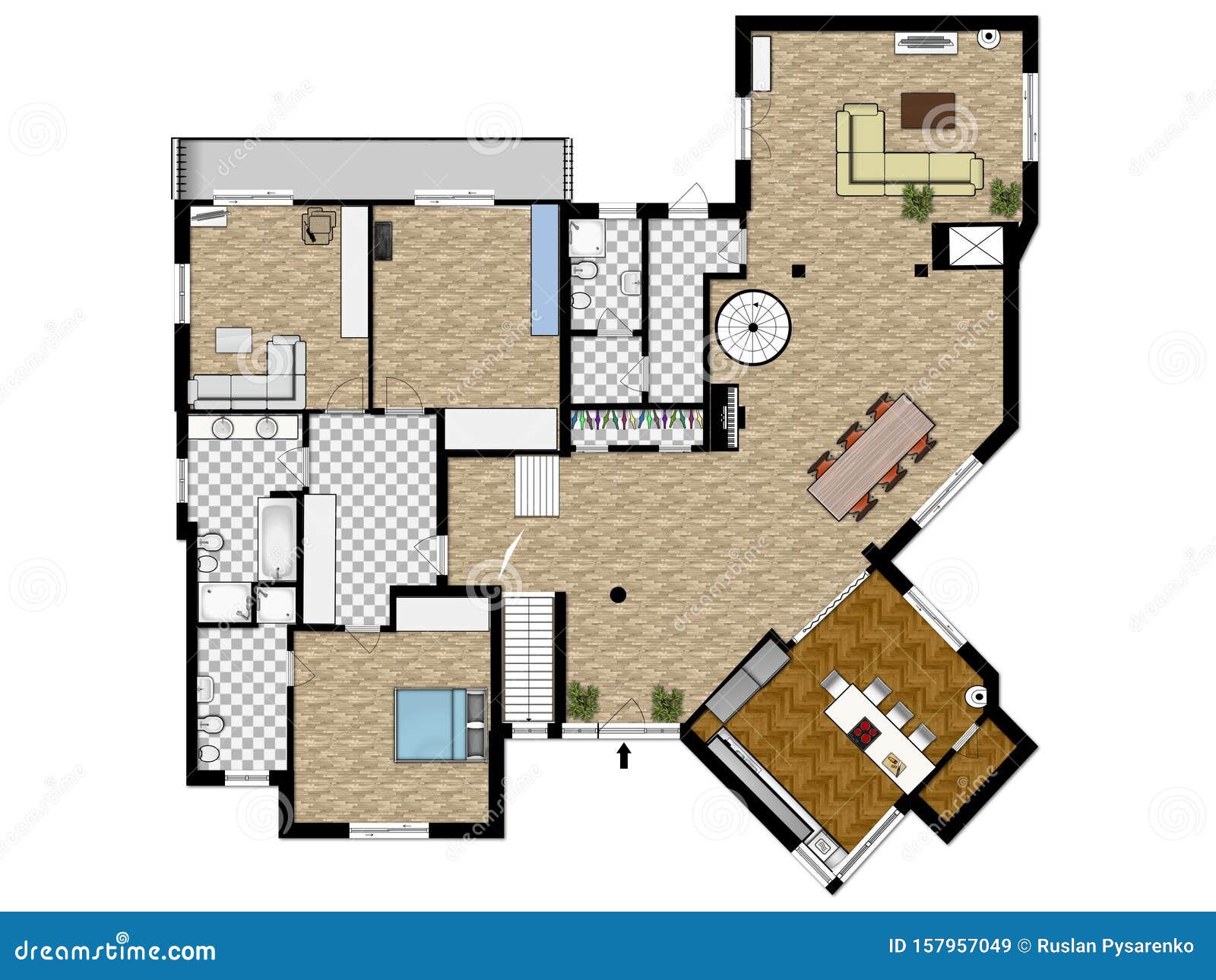 Color Floor Plan. Illustration Floor Plan Stock Illustration ...