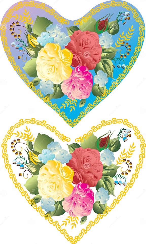 Color flower hearts stock illustration. Illustration of element - 5573508