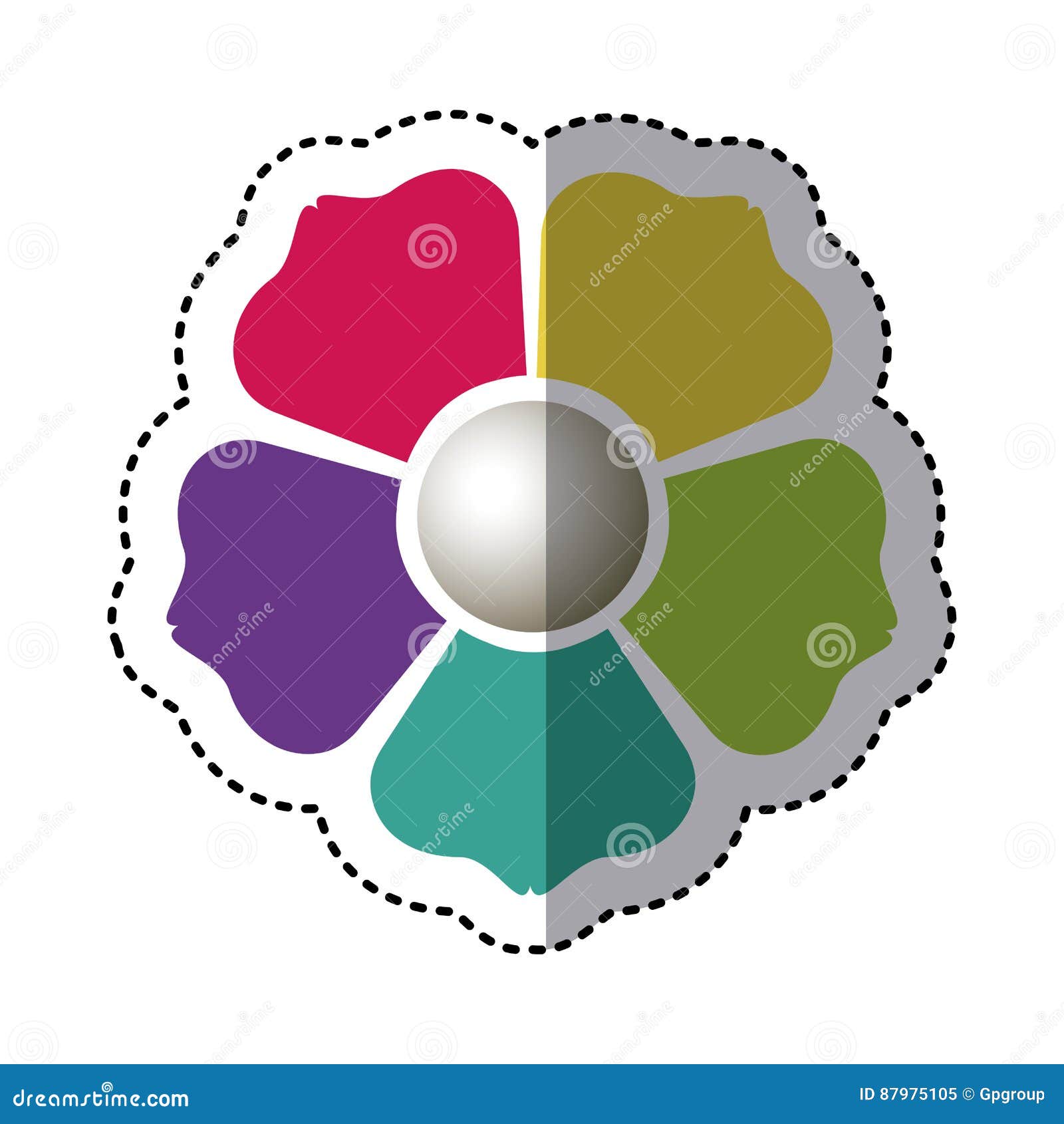 Color Flower with Squre Petals Icon Stock Illustration - Illustration ...