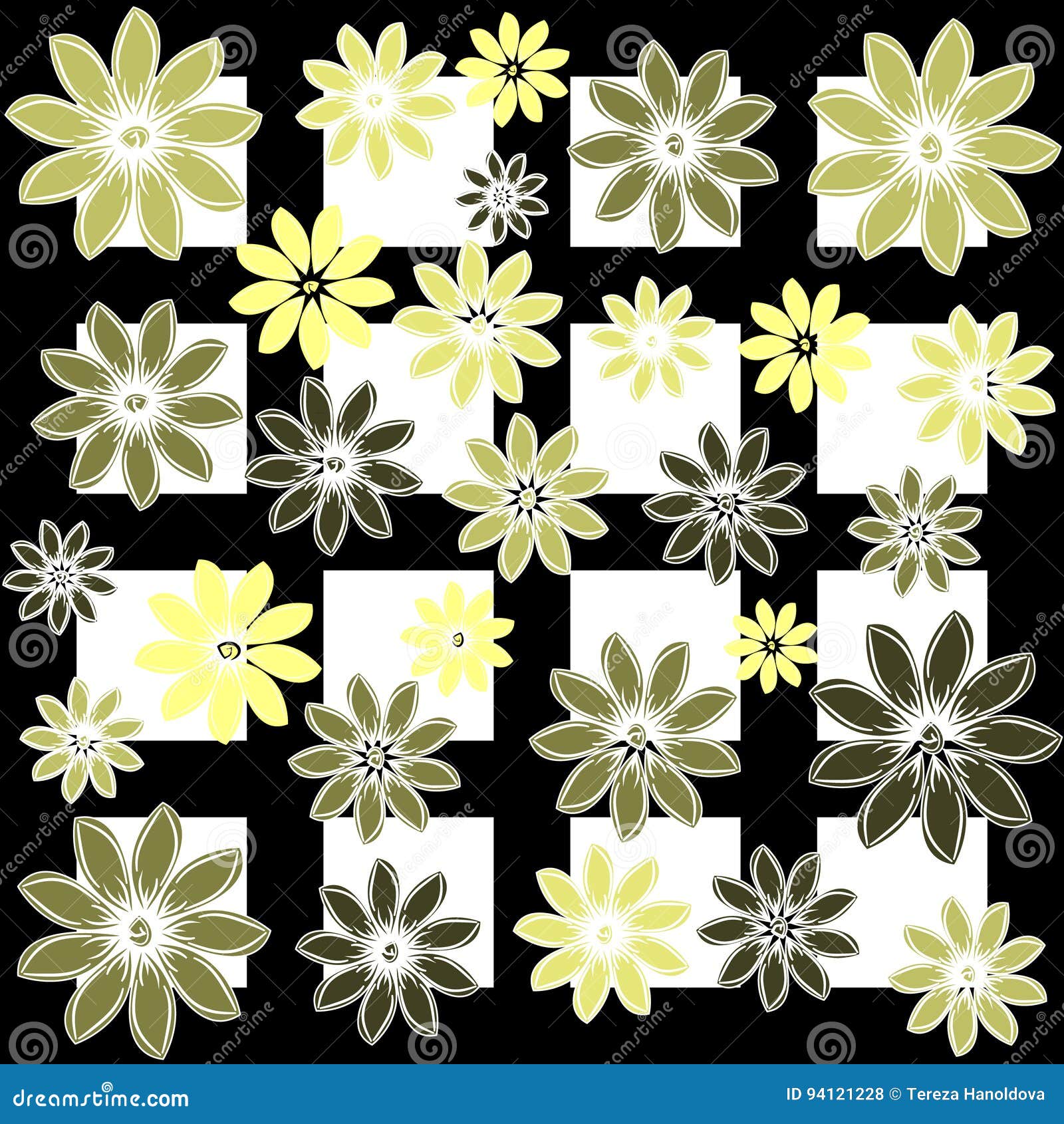 Color Flowers Isolated on Square Background Stock Vector - Illustration ...