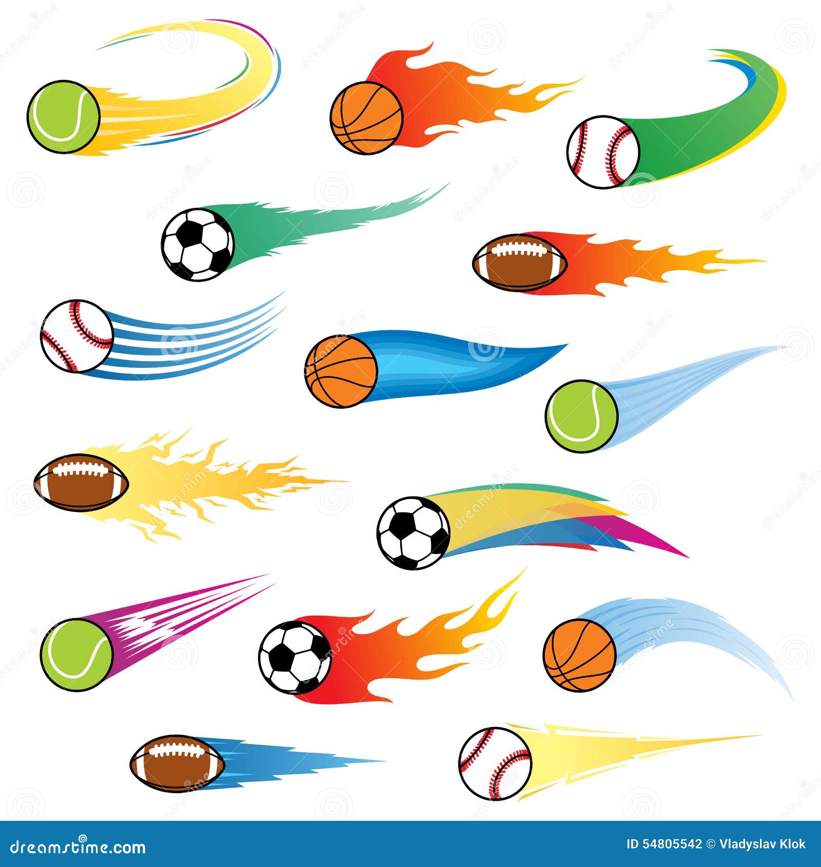 Color Flying Balls with Motion Trails Stock Vector - Illustration of ...