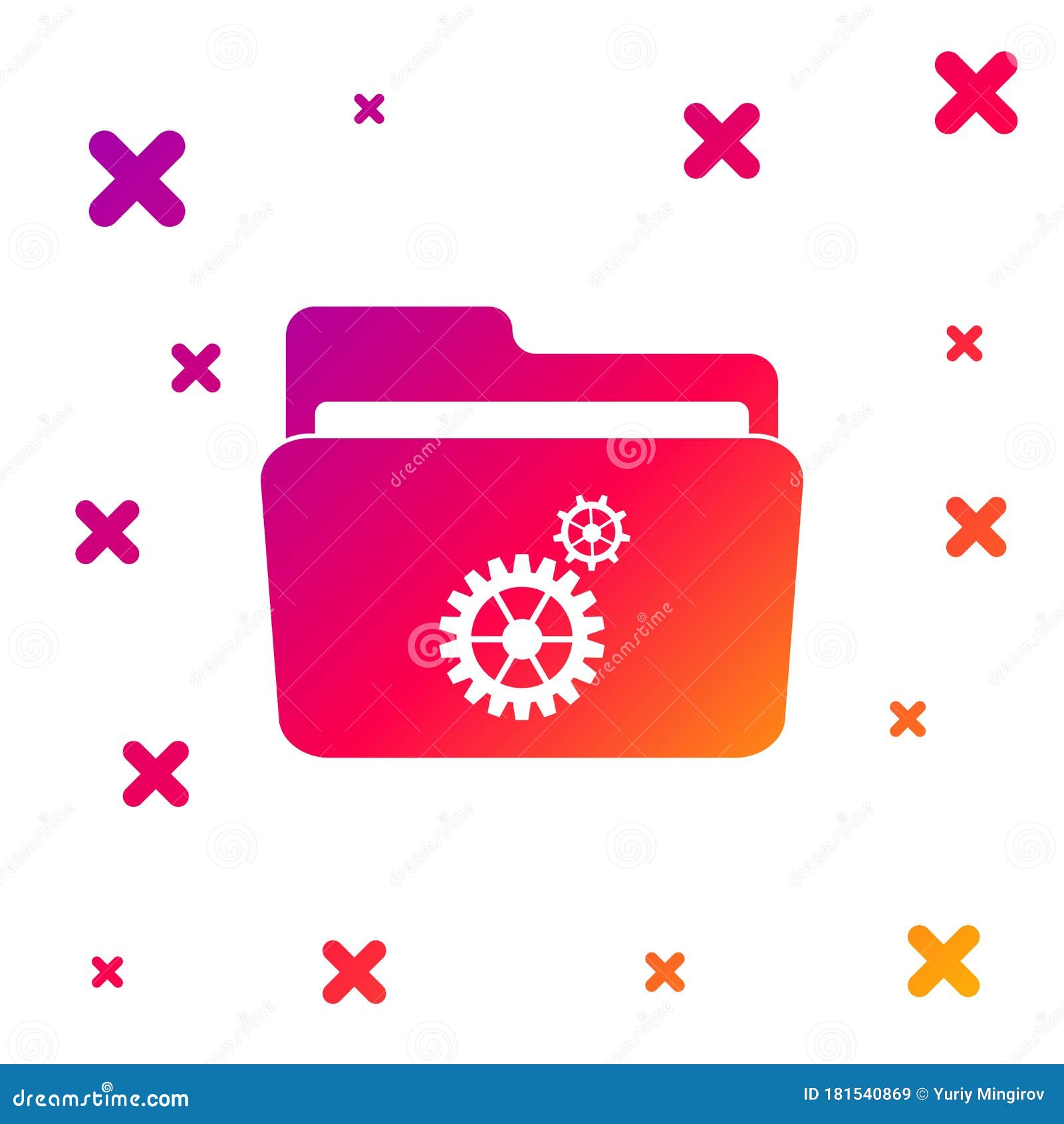 Color Folder Tree Icon Isolated On White Background. Computer Network ...