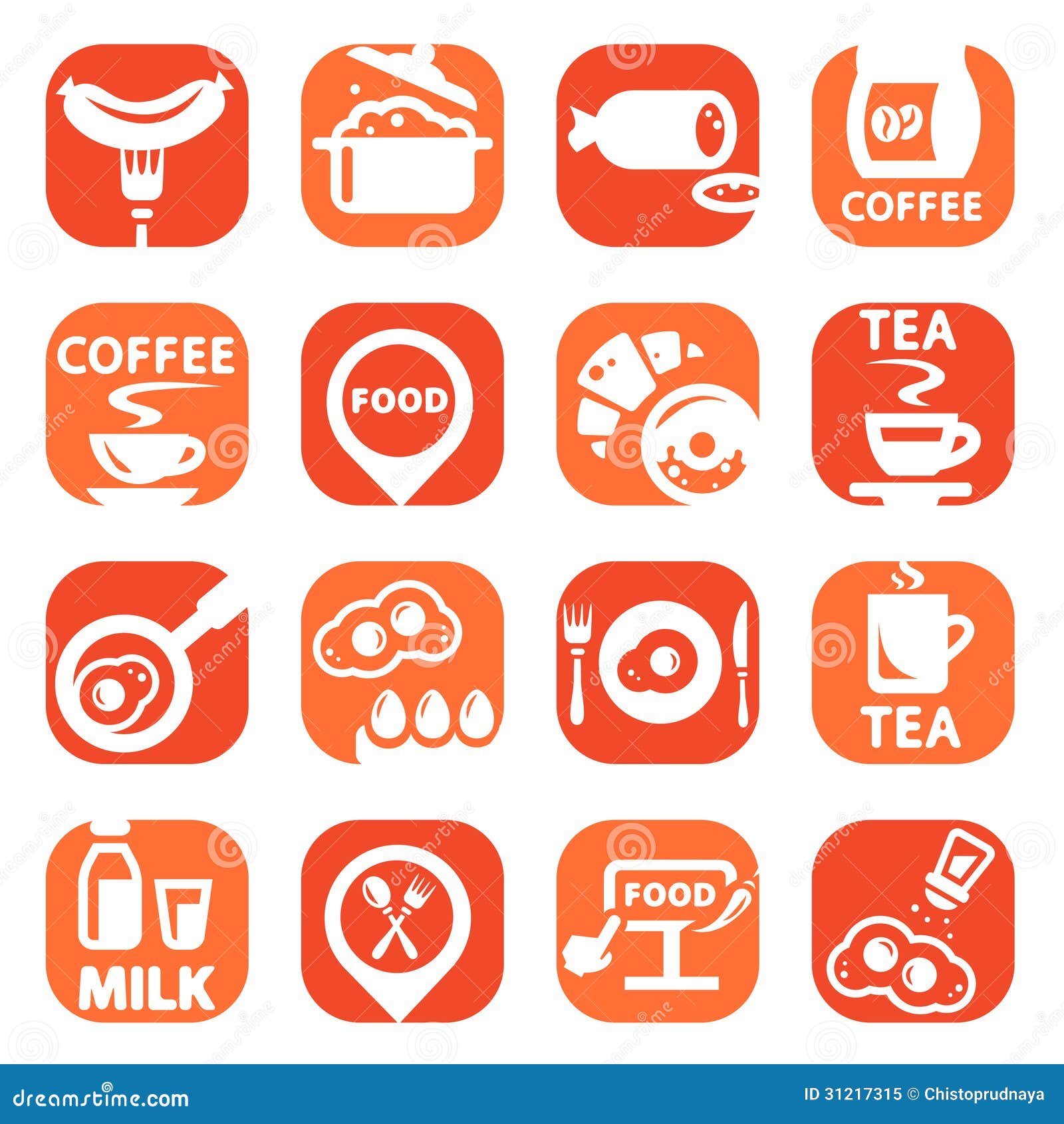 Color food icon set stock vector. Illustration of dinnerware - 31217315