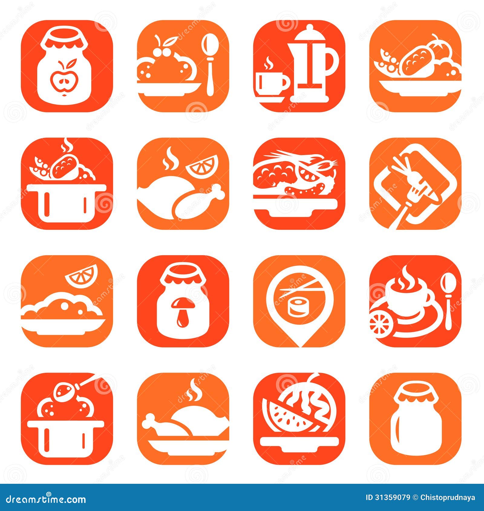 Color food icons stock vector. Illustration of button - 31359079