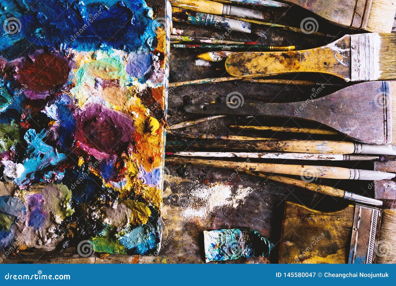 Color Fragments Stained on Paper Sheets from Art. Stock Image - Image ...